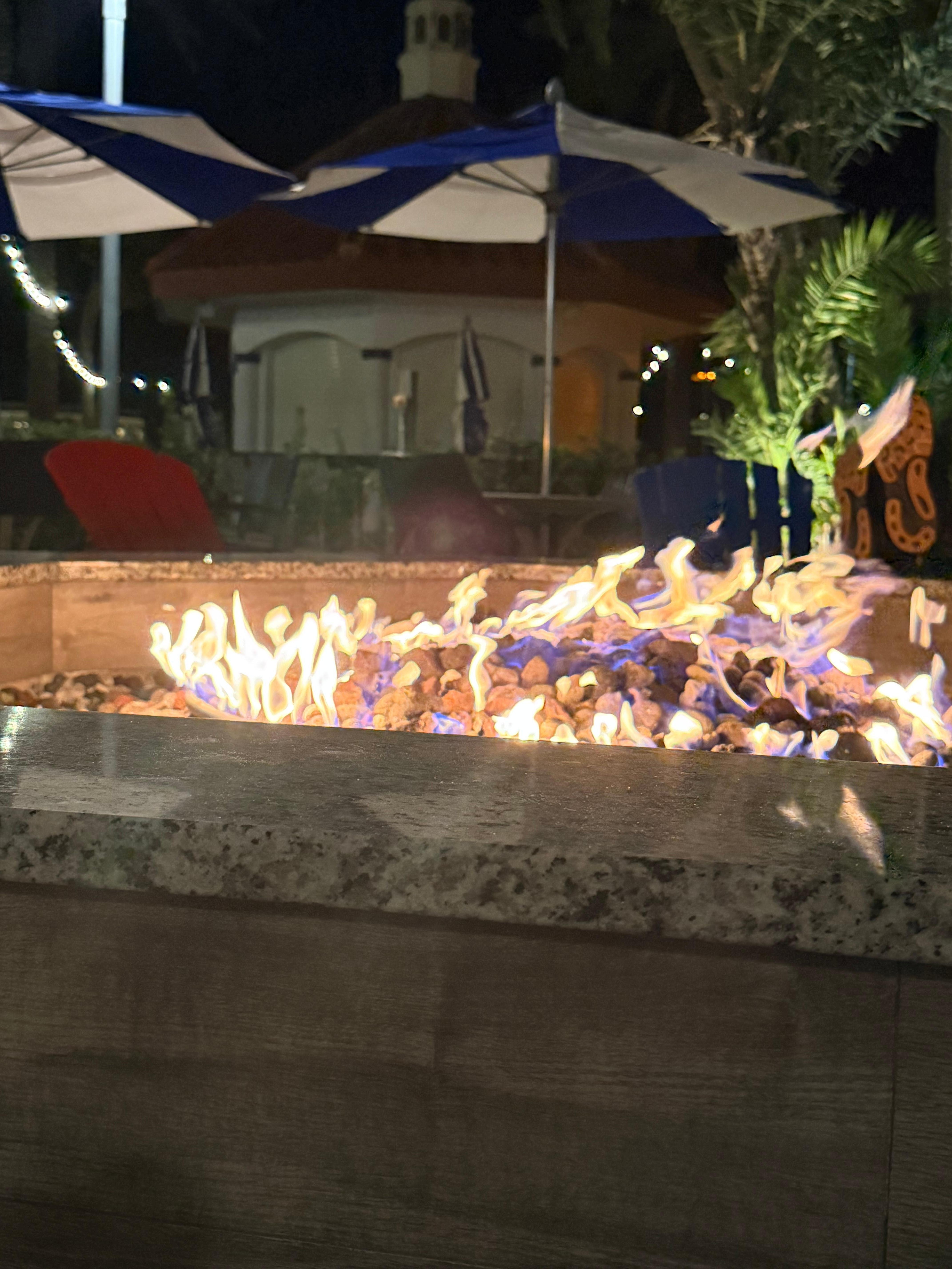 gas pit, just don’t sit down wind so you don’t smell the propane 