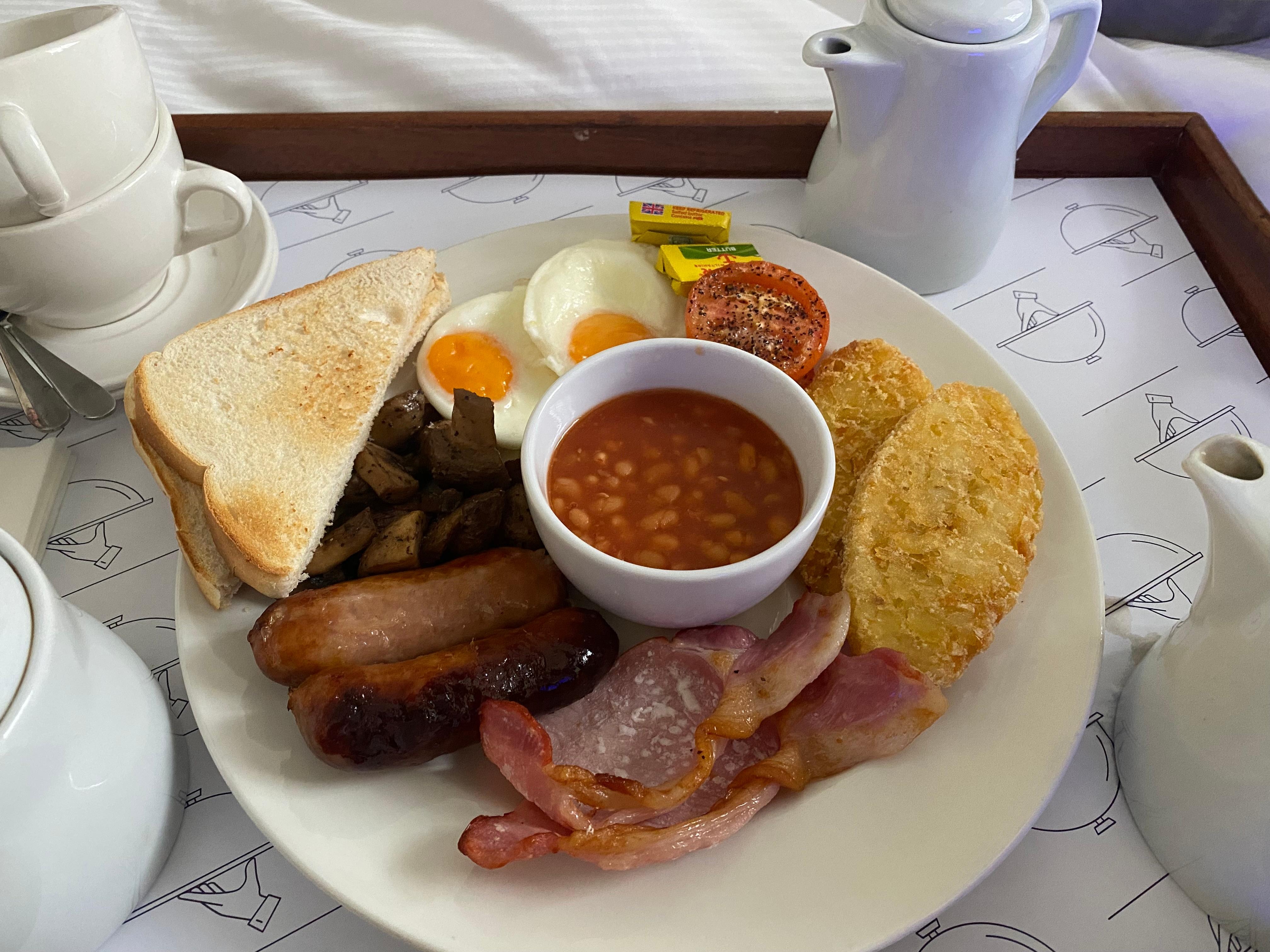 Room service full English breakfast £12.50