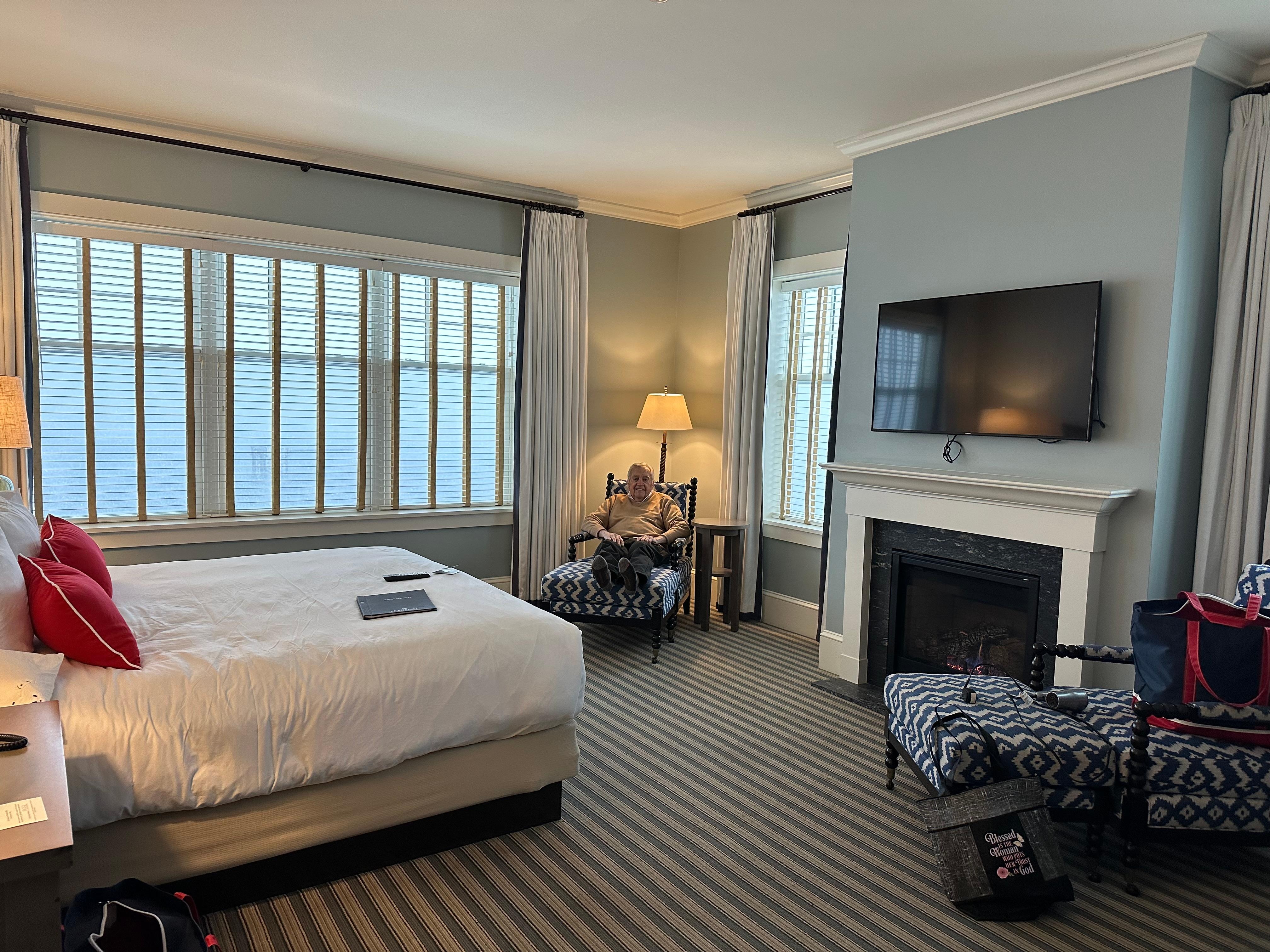Our King Jr Suite with ocean views and a fireplace. 