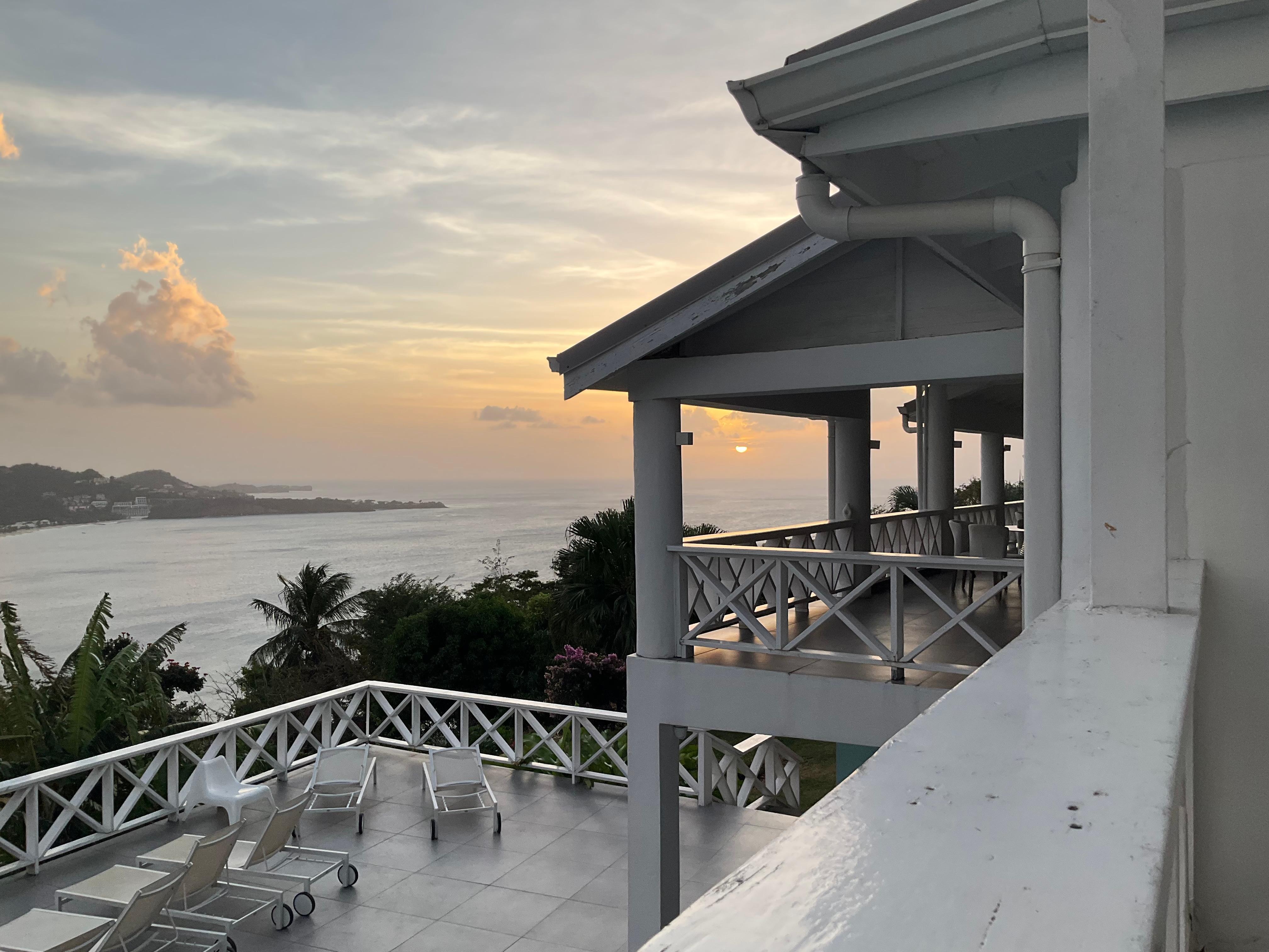 View of the sunset. It’s usually a nicer sunset, but the weather was messing with the colours that night. 