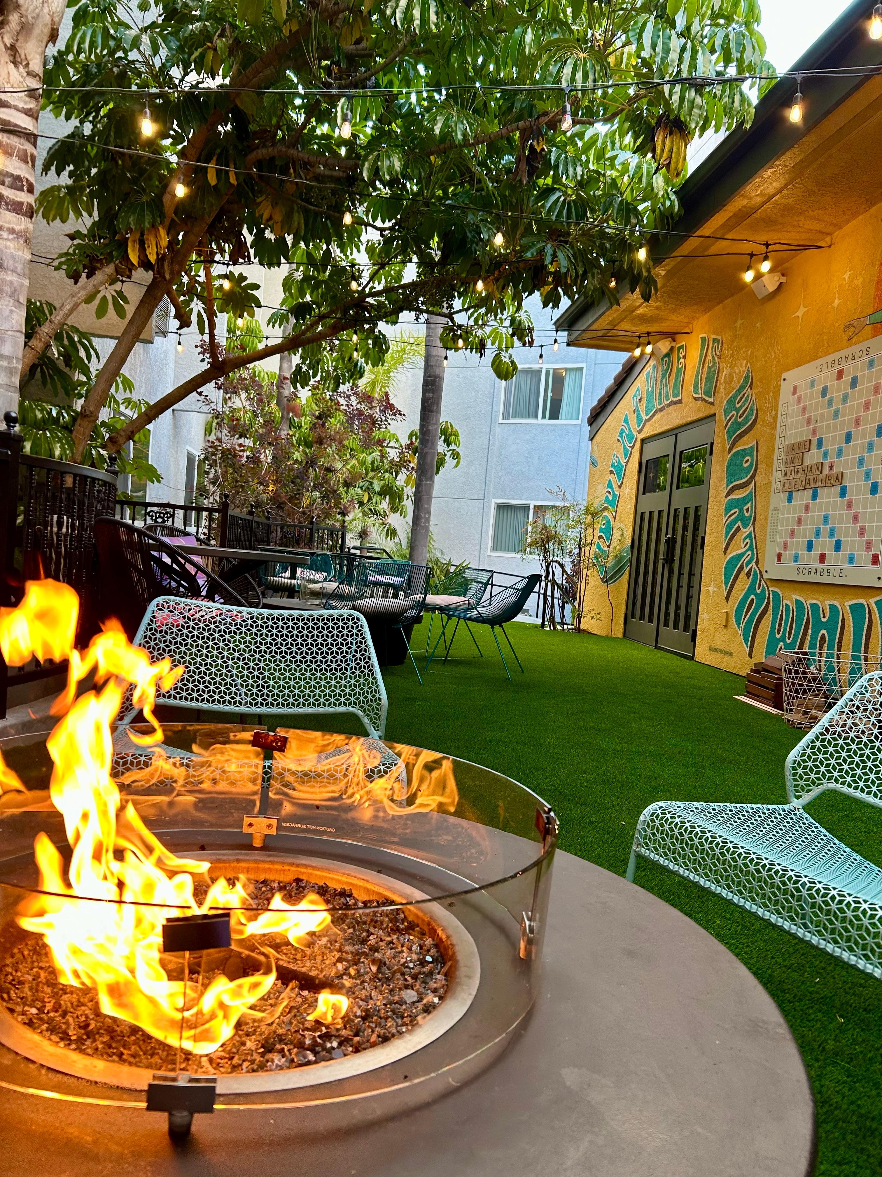 Fun firepit area across the street at The Schoolyard