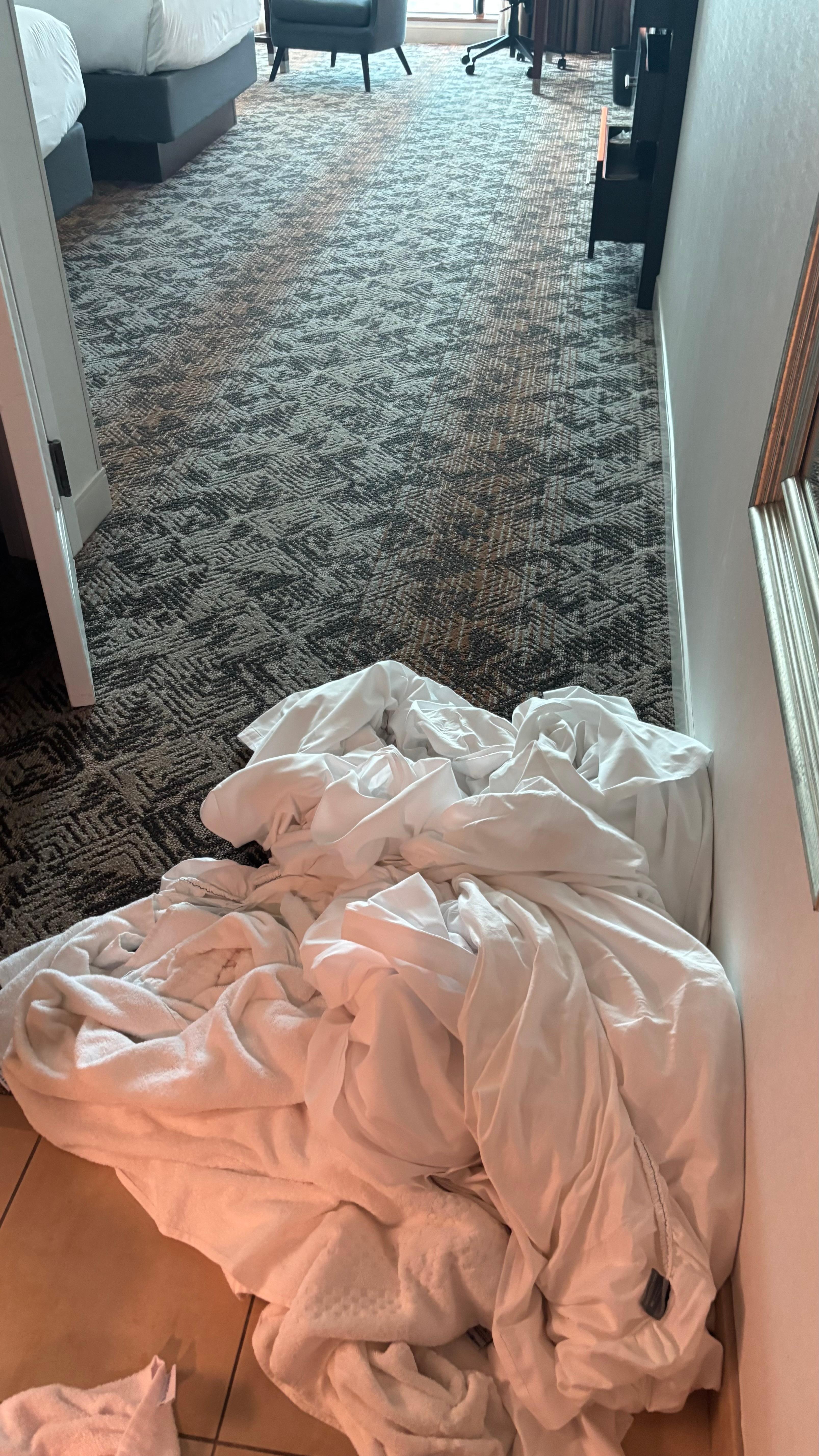 Dirty Linen in our room upon check-in!