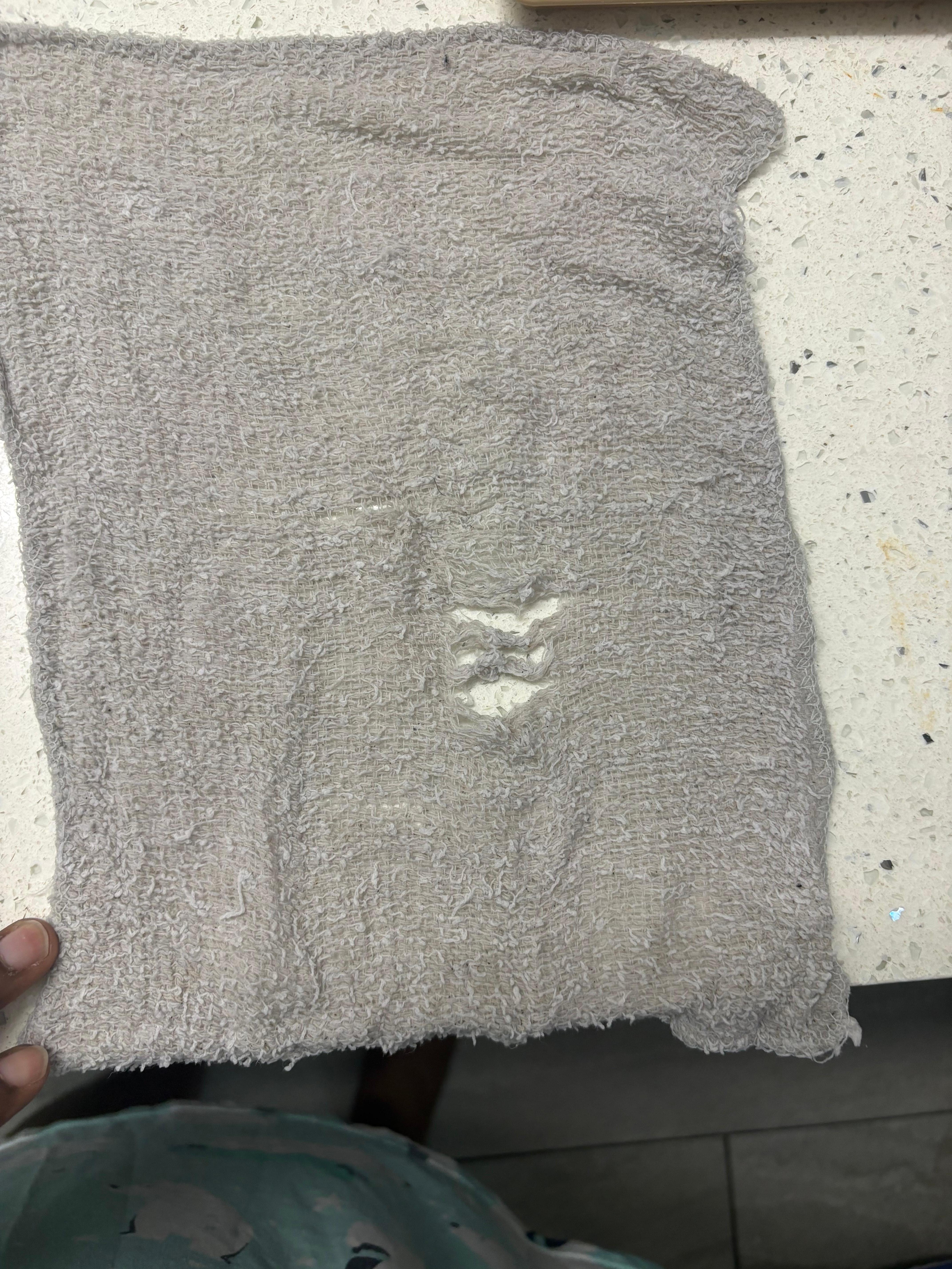 Face towel in room, torn and was not going to use. 