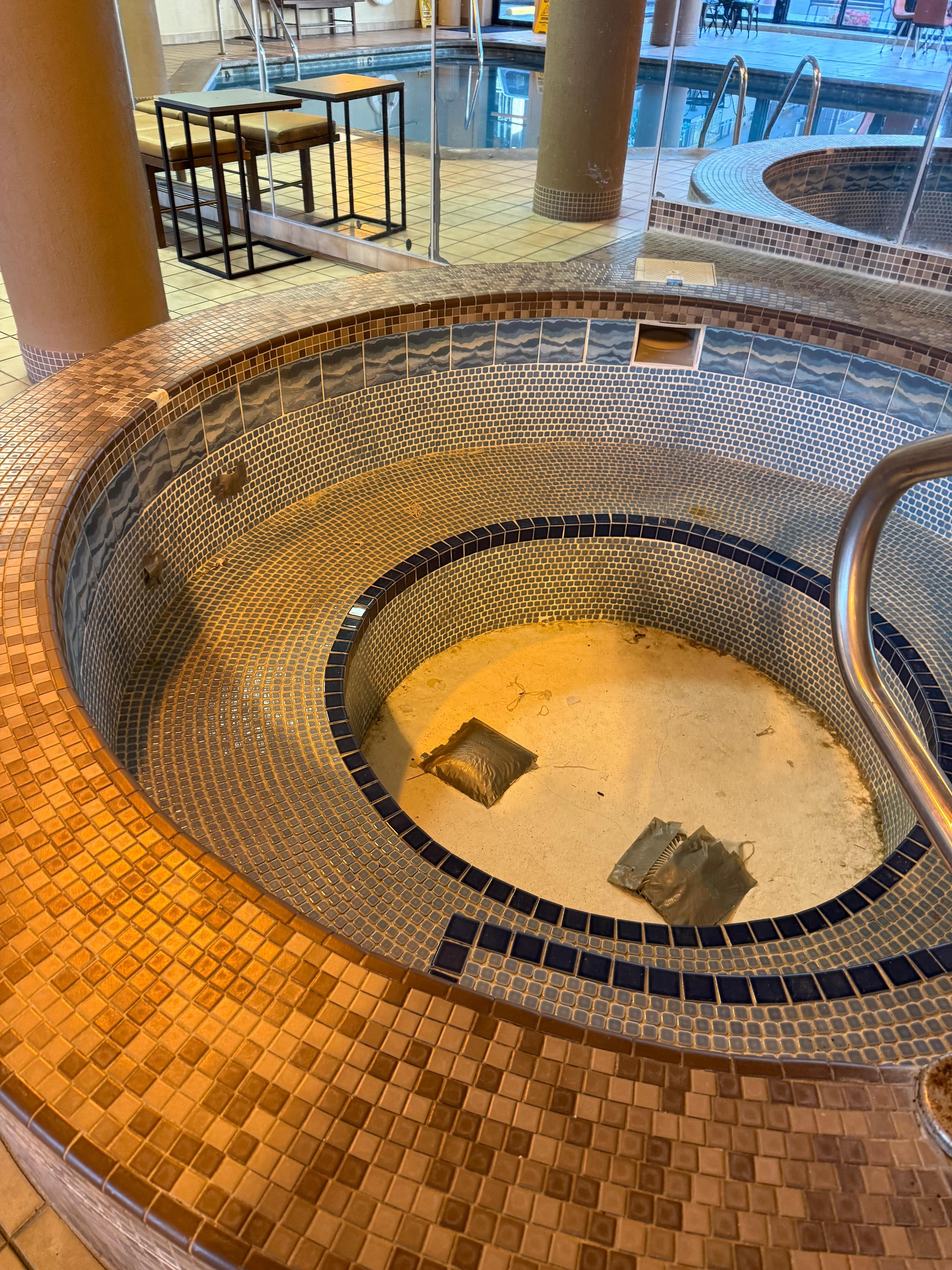 No water in the hot tub and duct taped drains 