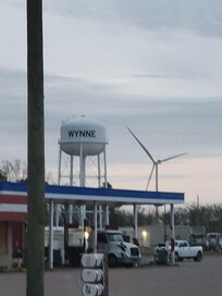 Wynne Water Tower at sunset.