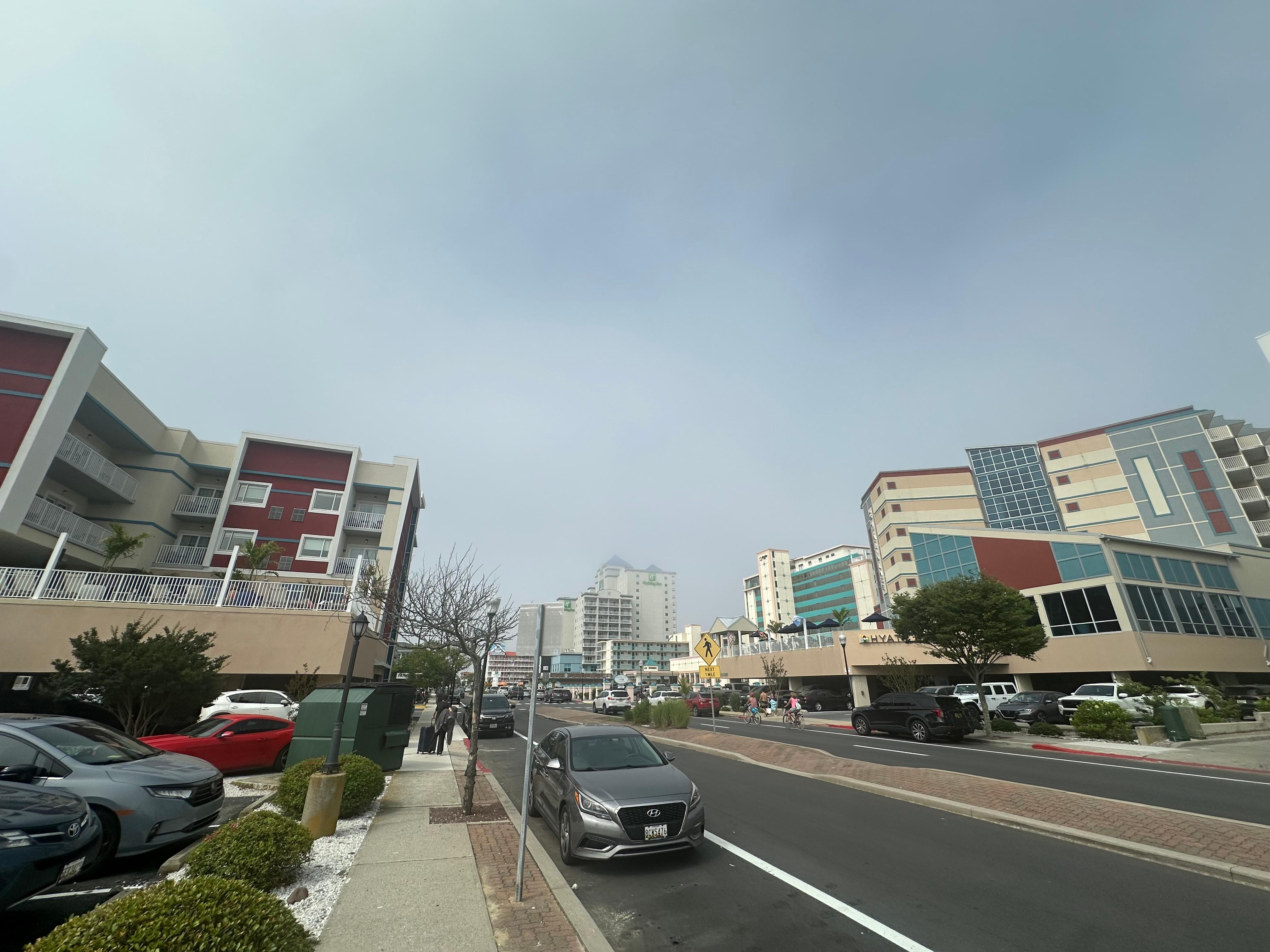View of the Hyatt building on the beach and the Hyatt building with city view (not on the beach)