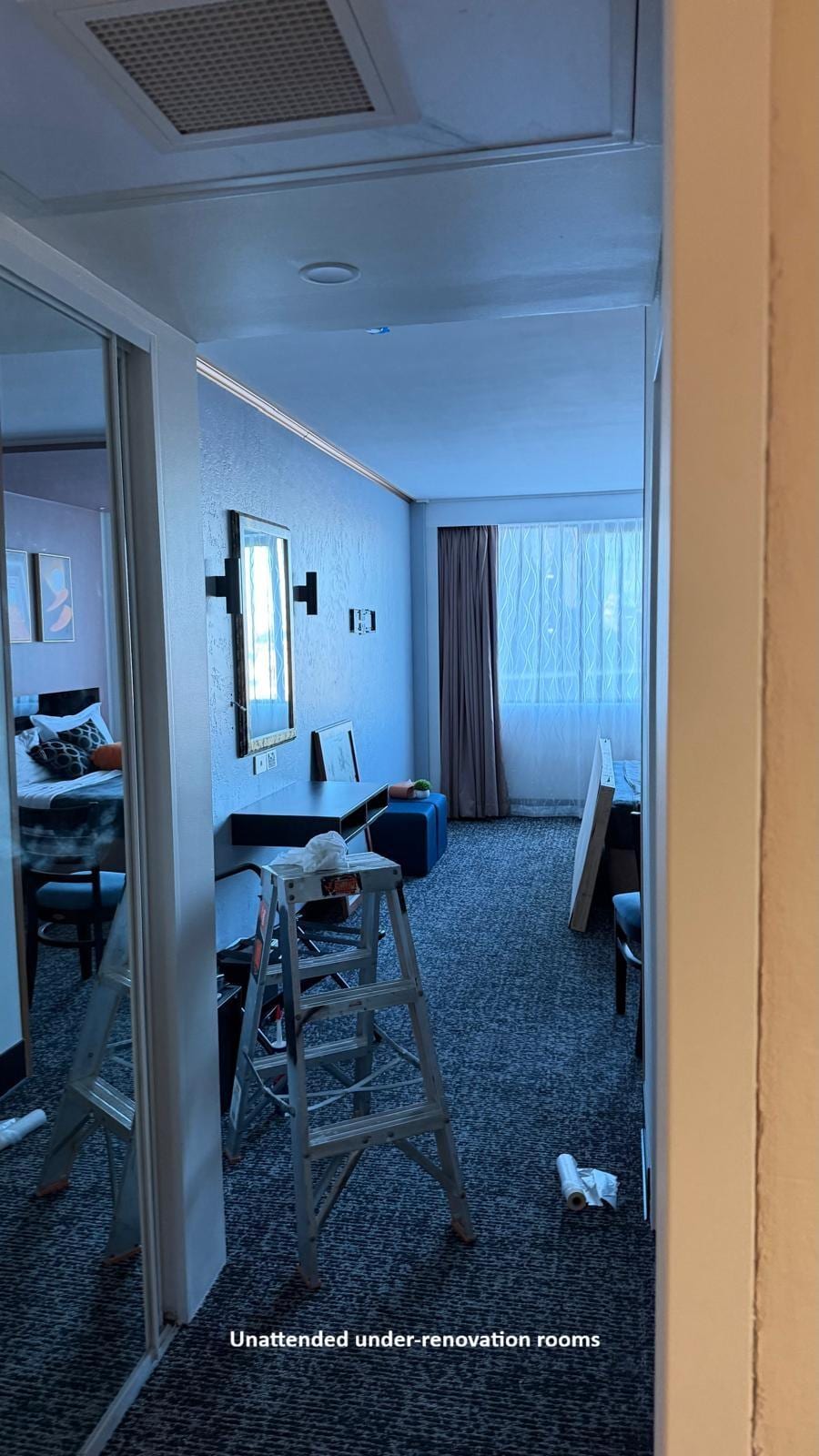 Unattended under-renovation room beside our room