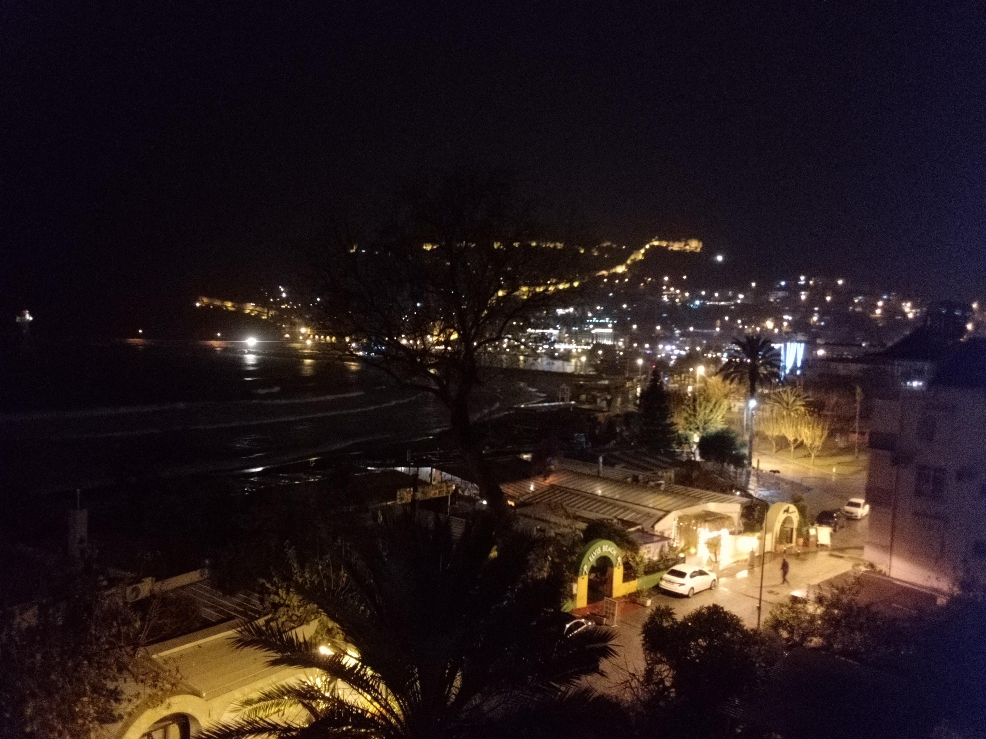Night time view of magical Alanya from my room