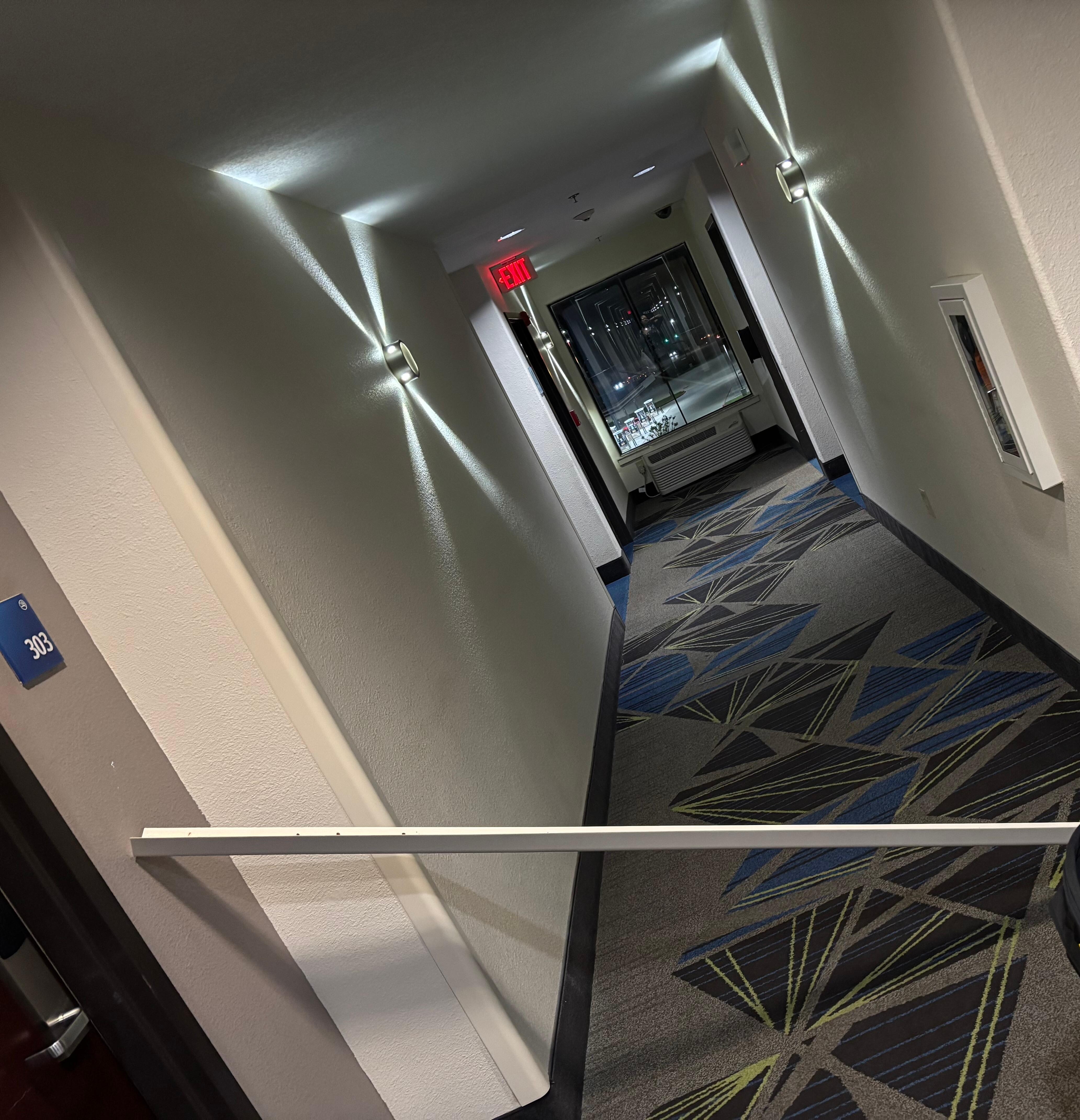 Hallway wall trim fell off blocking me from going to my room.