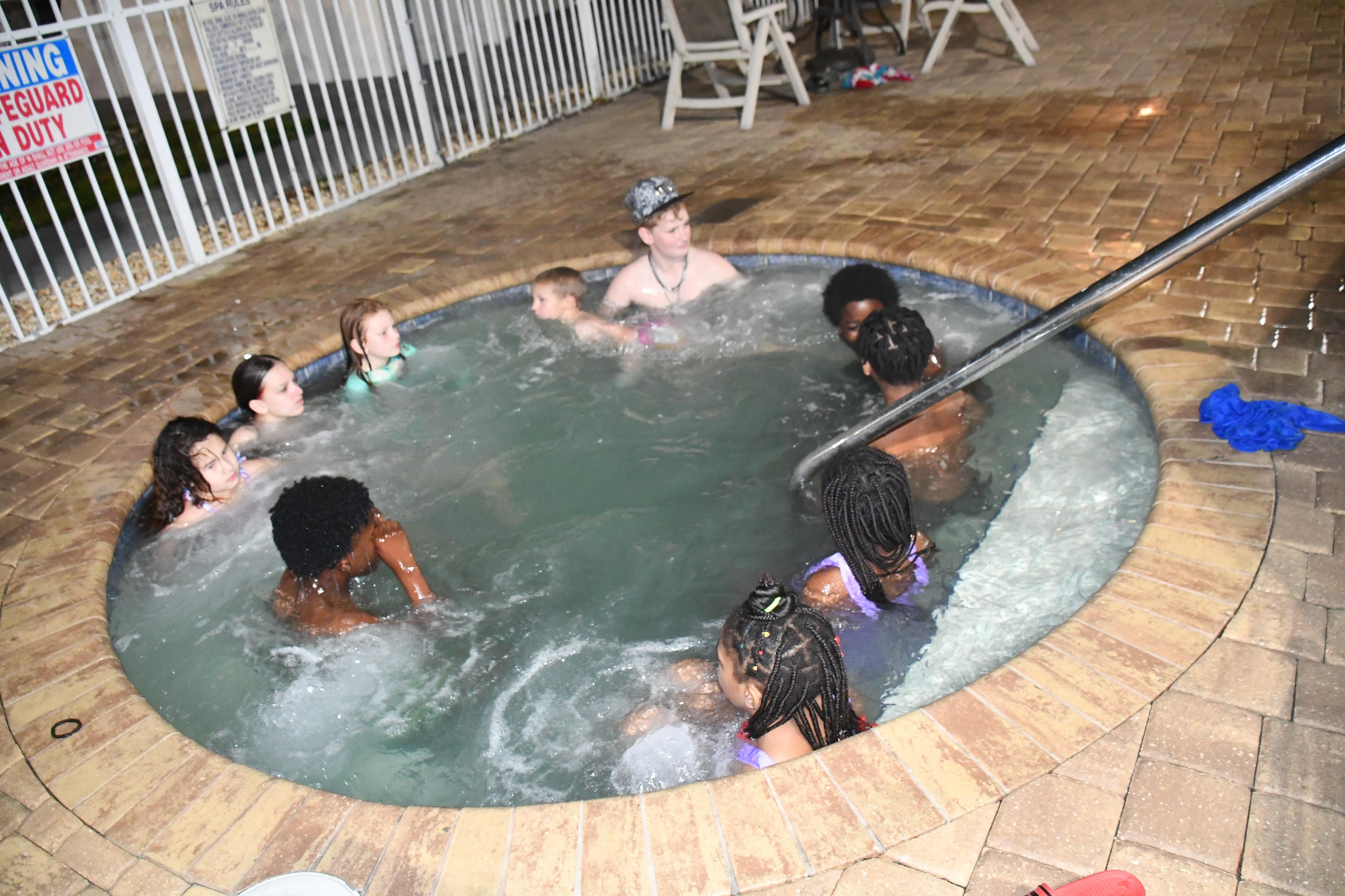 THE KIDS HAD FUN IN THE HOT TUB ALSO POOL