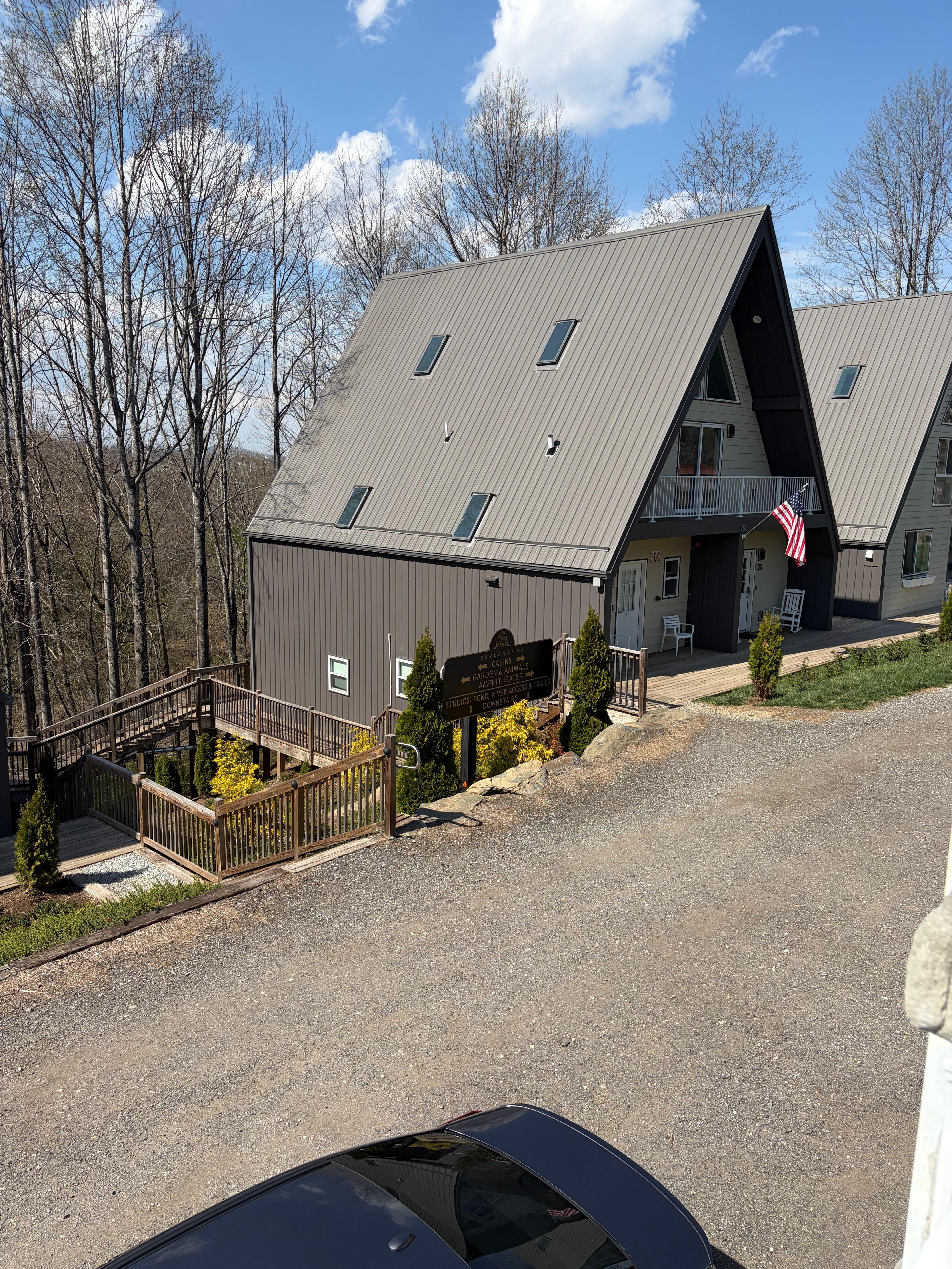 My cabin lights up at night.