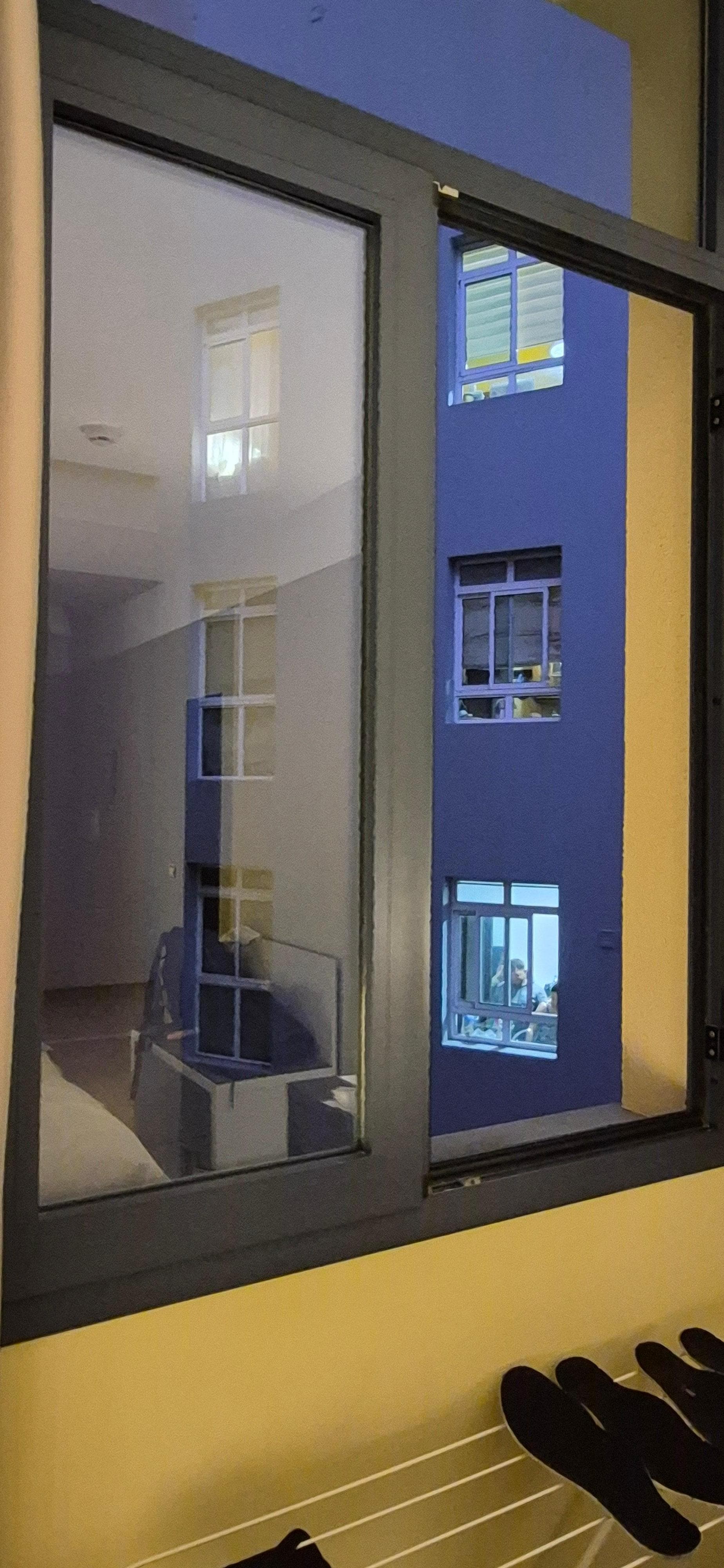 This is the view from our bedroom.  Looking onto big tall buildings so no natural light in your room and looking into others appartments. Felt like we were in a box. Couldn't even see the sky .