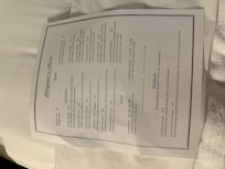Menu from restaurant on property