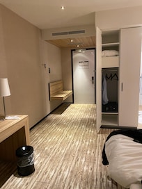 wardrobe, suitcase shelf, flooring