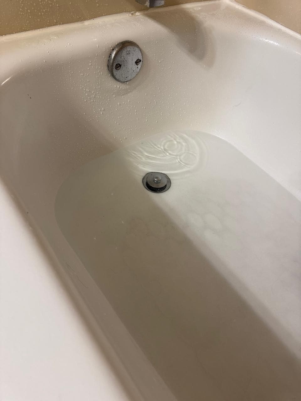 Clogged shower drain.