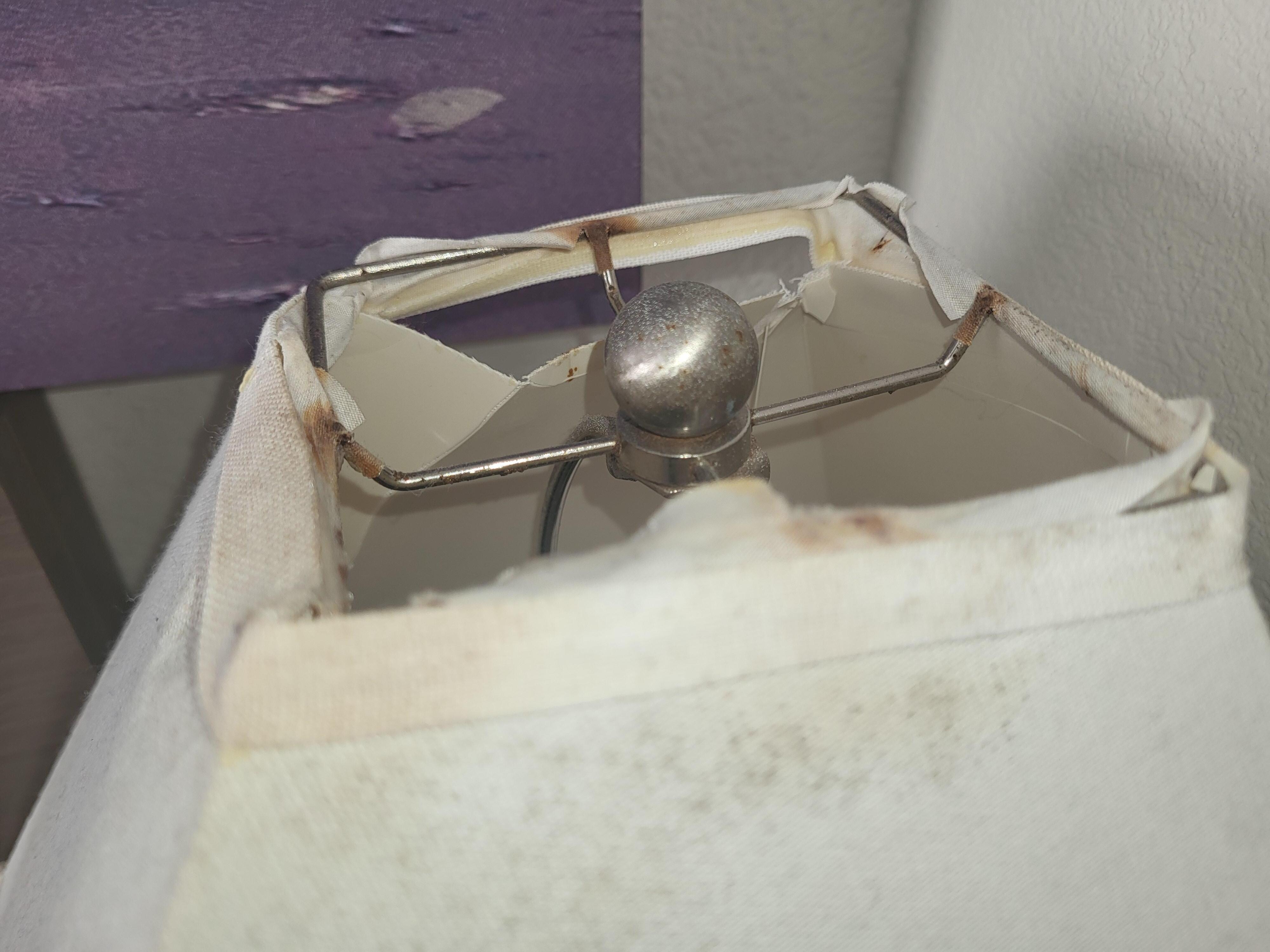 Rust & mold/mildew on bedside lamp.