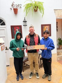 My boys having a chat about cricket with the host