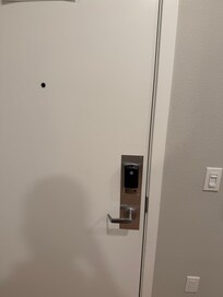 This is the inside of the room with no latch or deadbolt that can be secured.