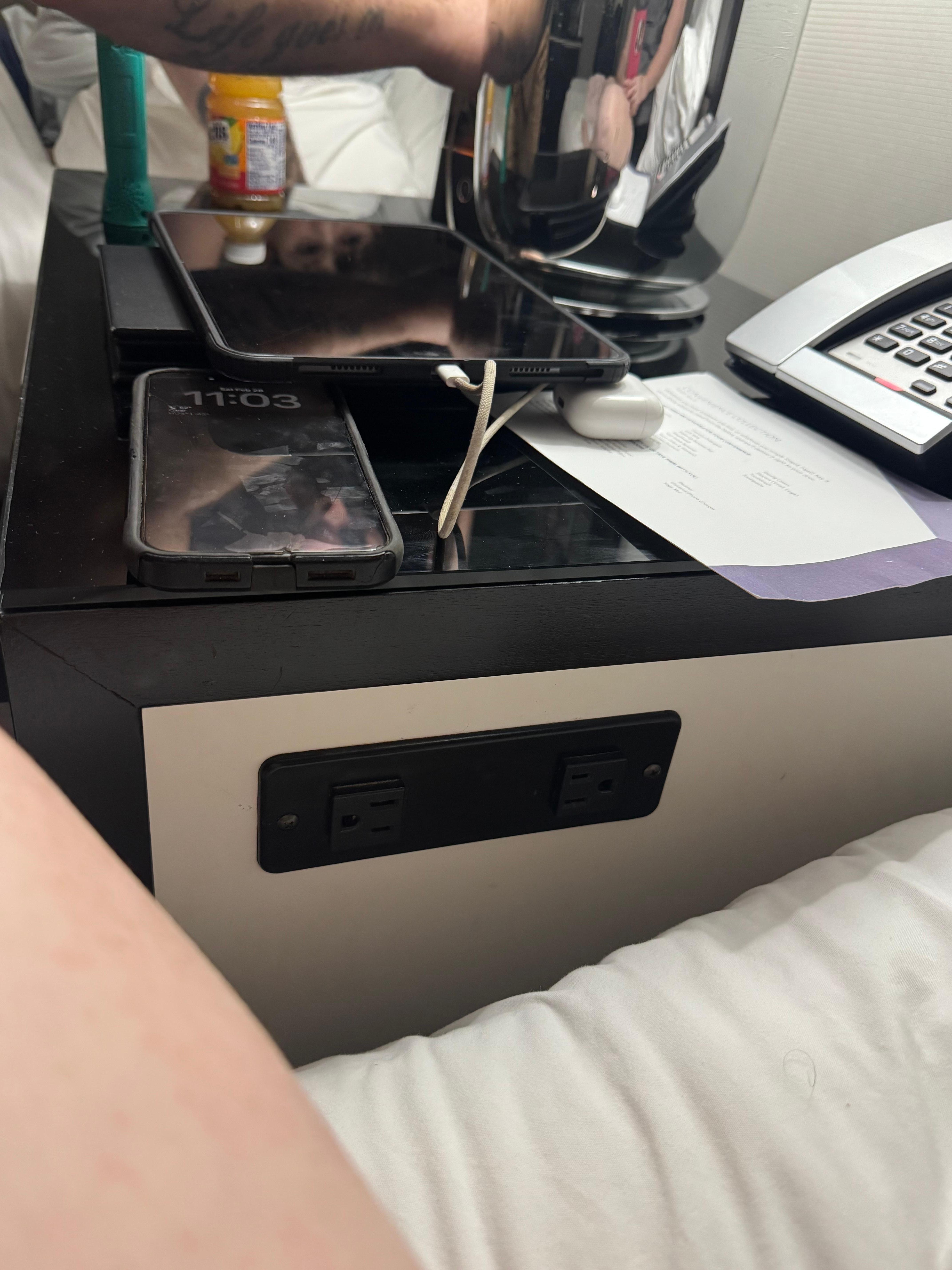 The plug  work, wouldn’t hold a charger or a cord for anything. None of the ones in the room did. 