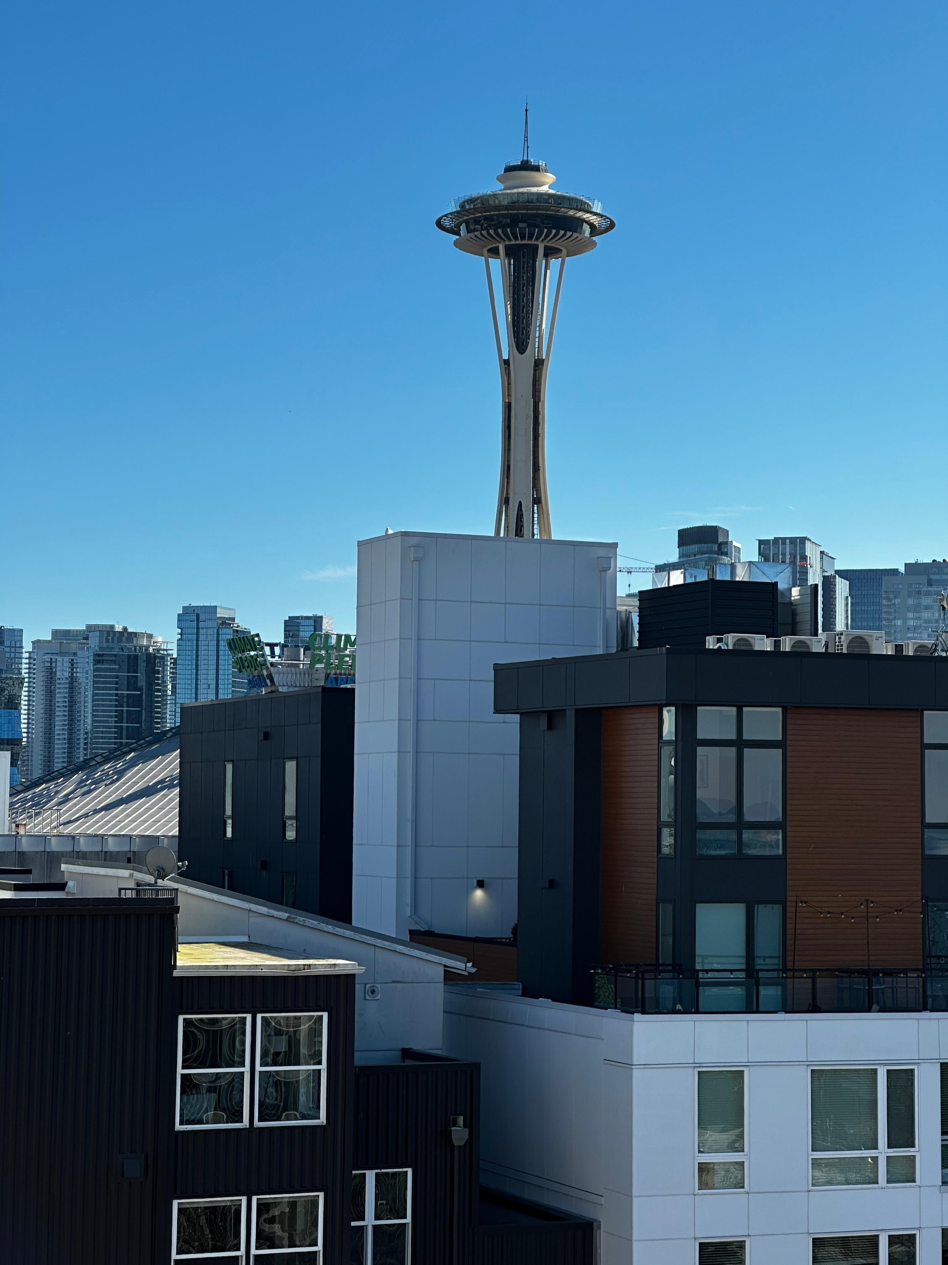Space Needle from rooftop garden.
