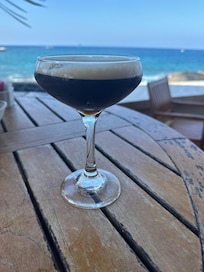 Espresso Martinis are great for jet lag! Ask Dawnnto shake one up with Mac Nut liquor.