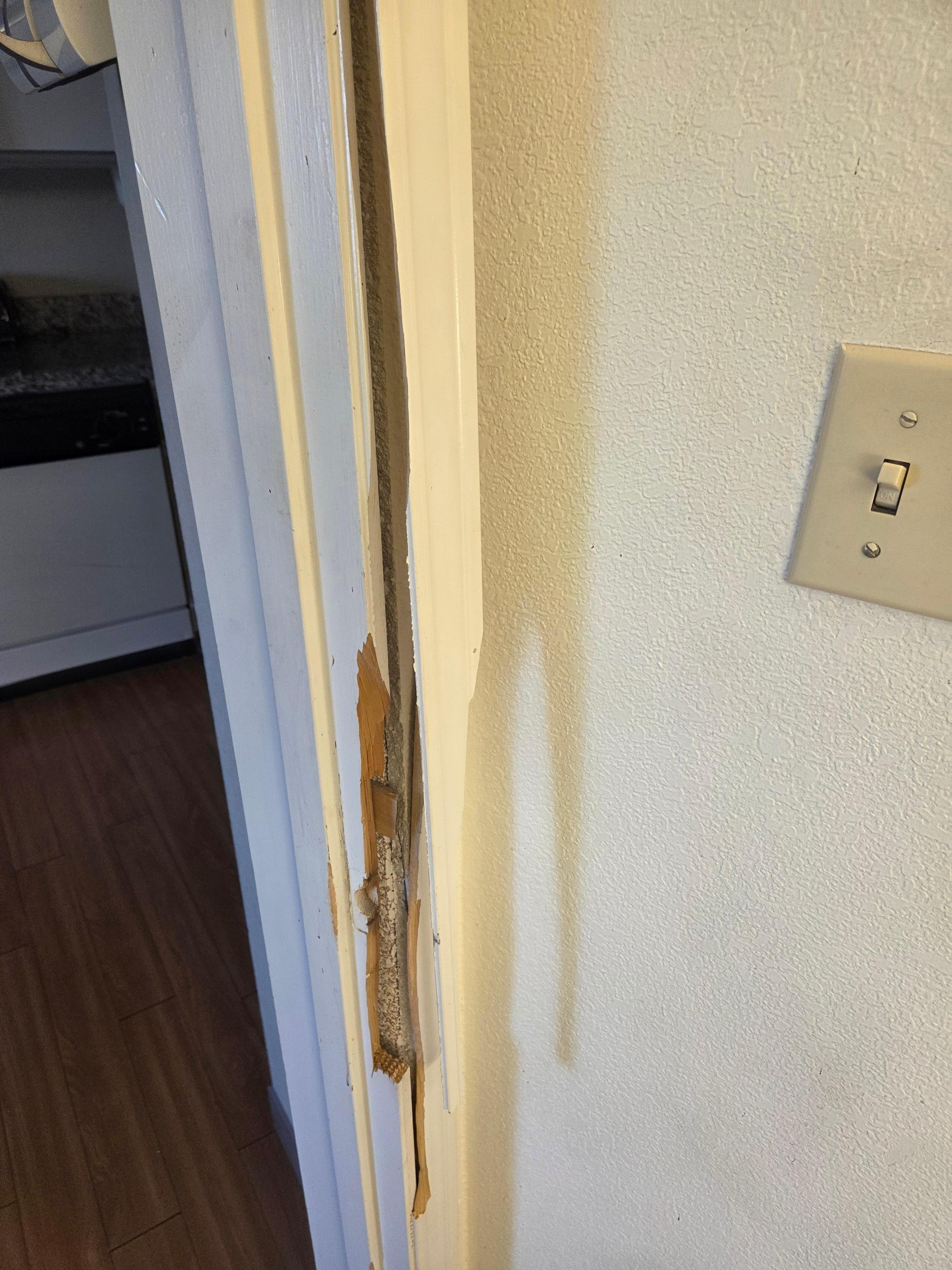 One of the bathroom door walls