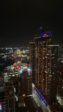 Harbour view at night.