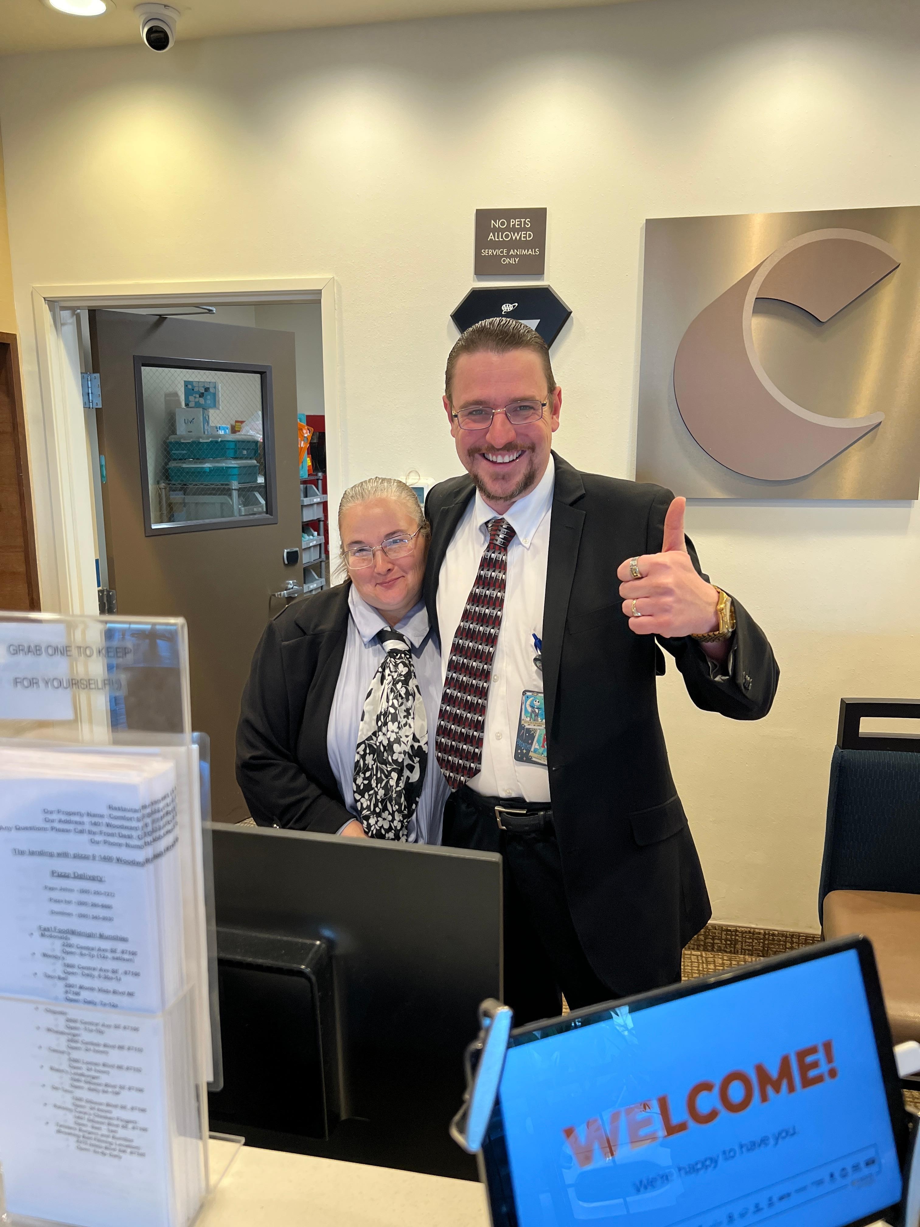 Jacob and Melissa, front desk. Thanks guys!