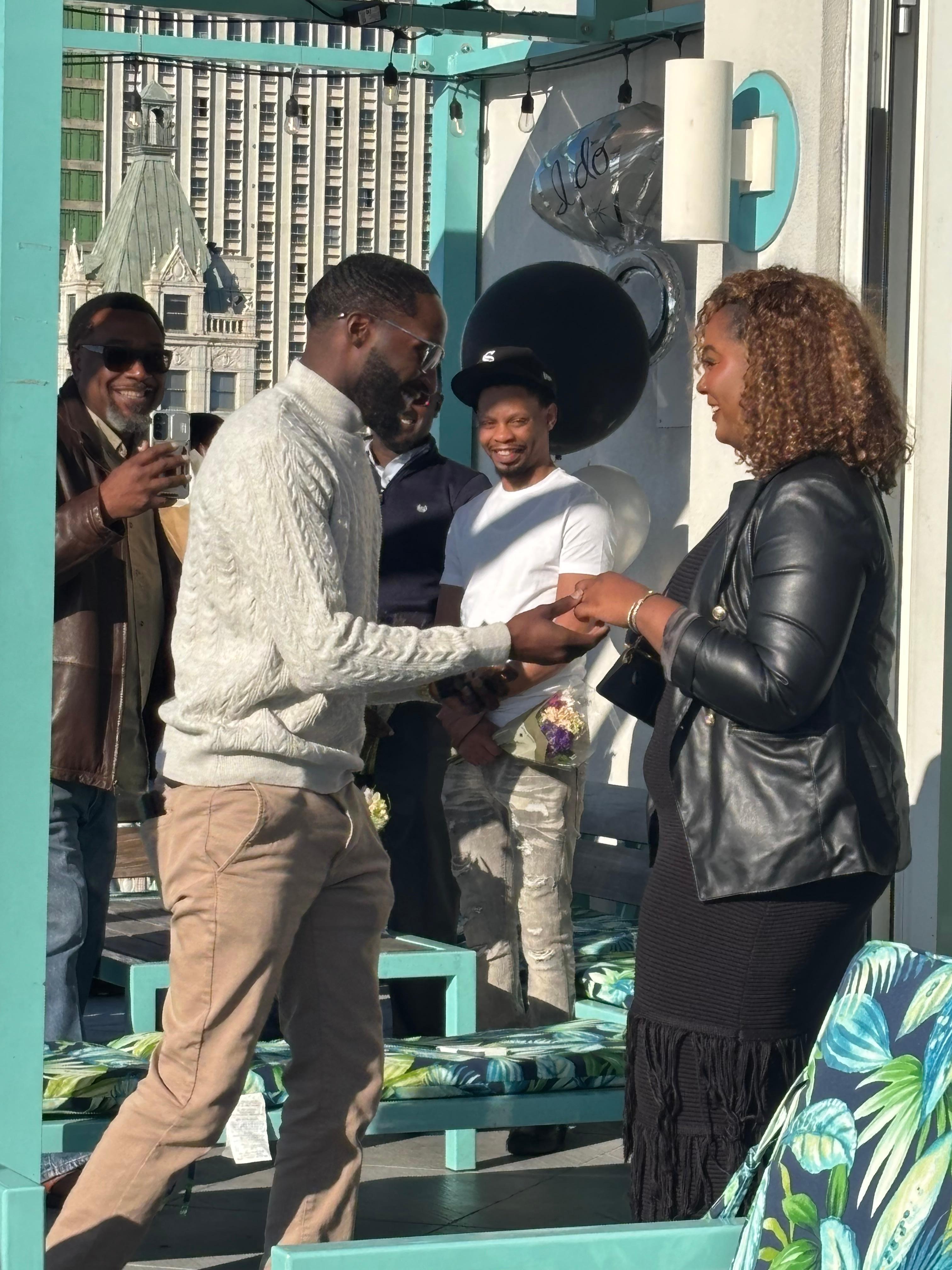 We witnessed an engagement on the roof! 