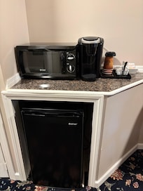 Mini refrigerator, microwave and coffee maker