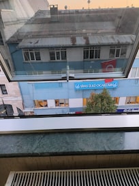 Window opens far too much. A small child unattended could climb up on the window sill and fall out.