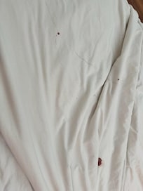 The sheets had dry blood on them