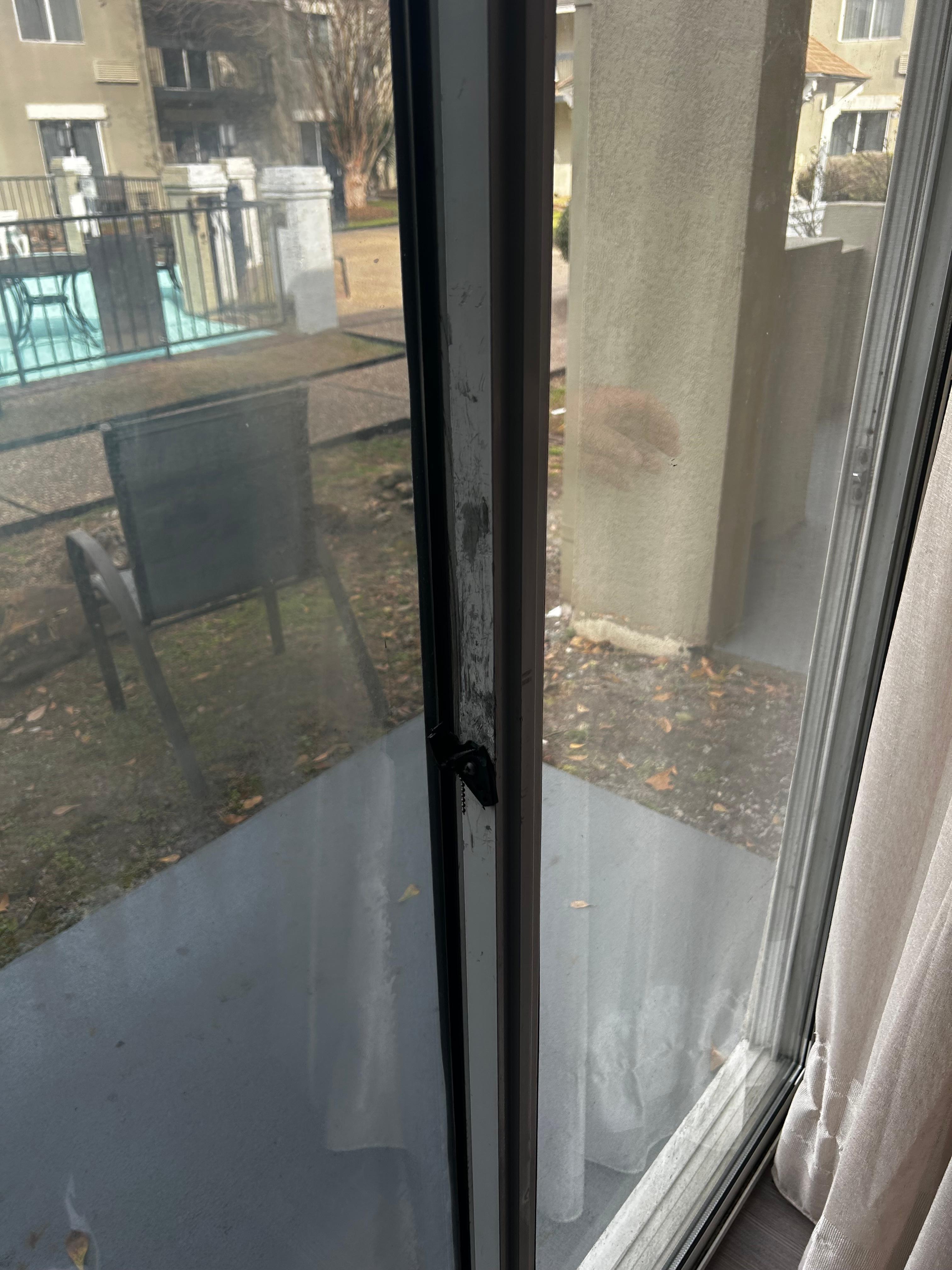 The patio door to our room looked like this. Again not very reassuring that your 100% safe.