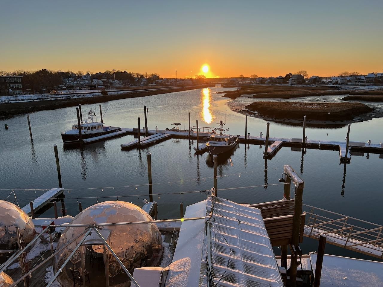 A winter sunrise viewed from our 3rd floor balcony