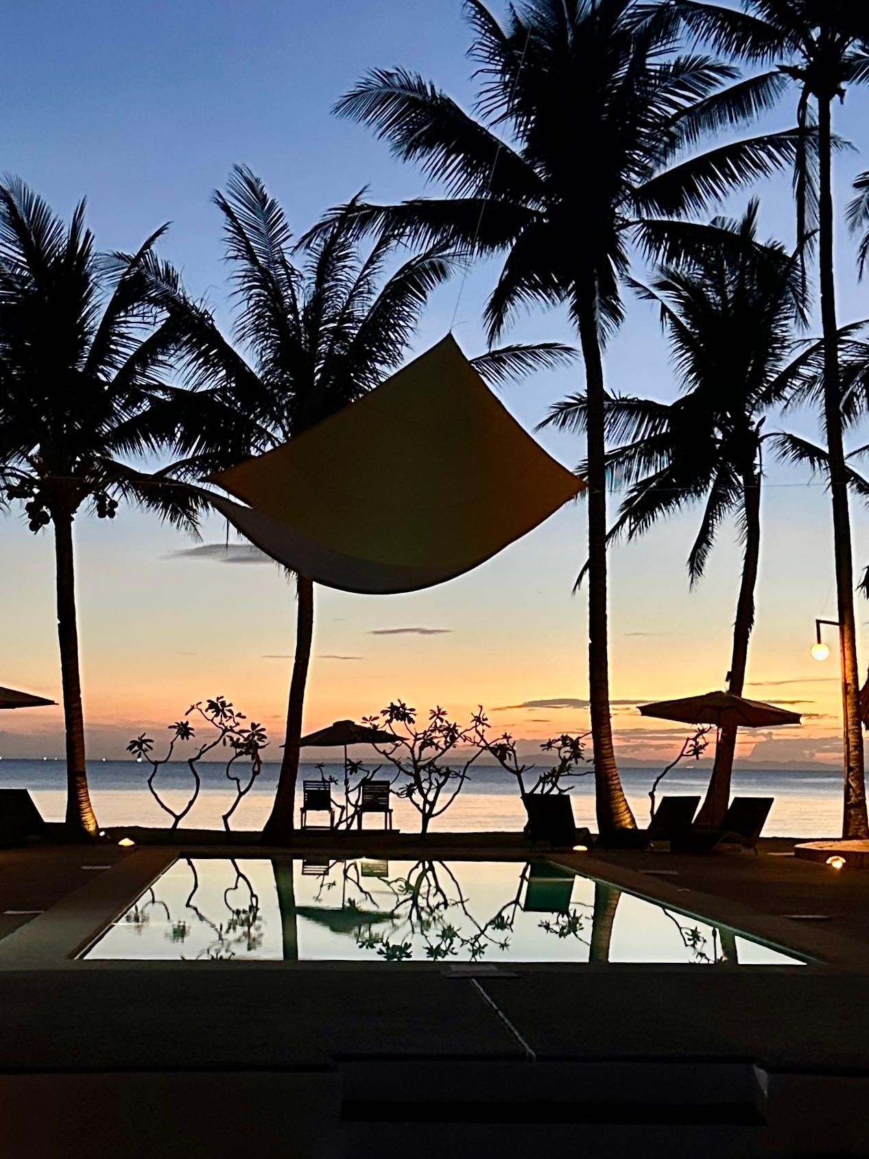 Sunset right in front of the hotel