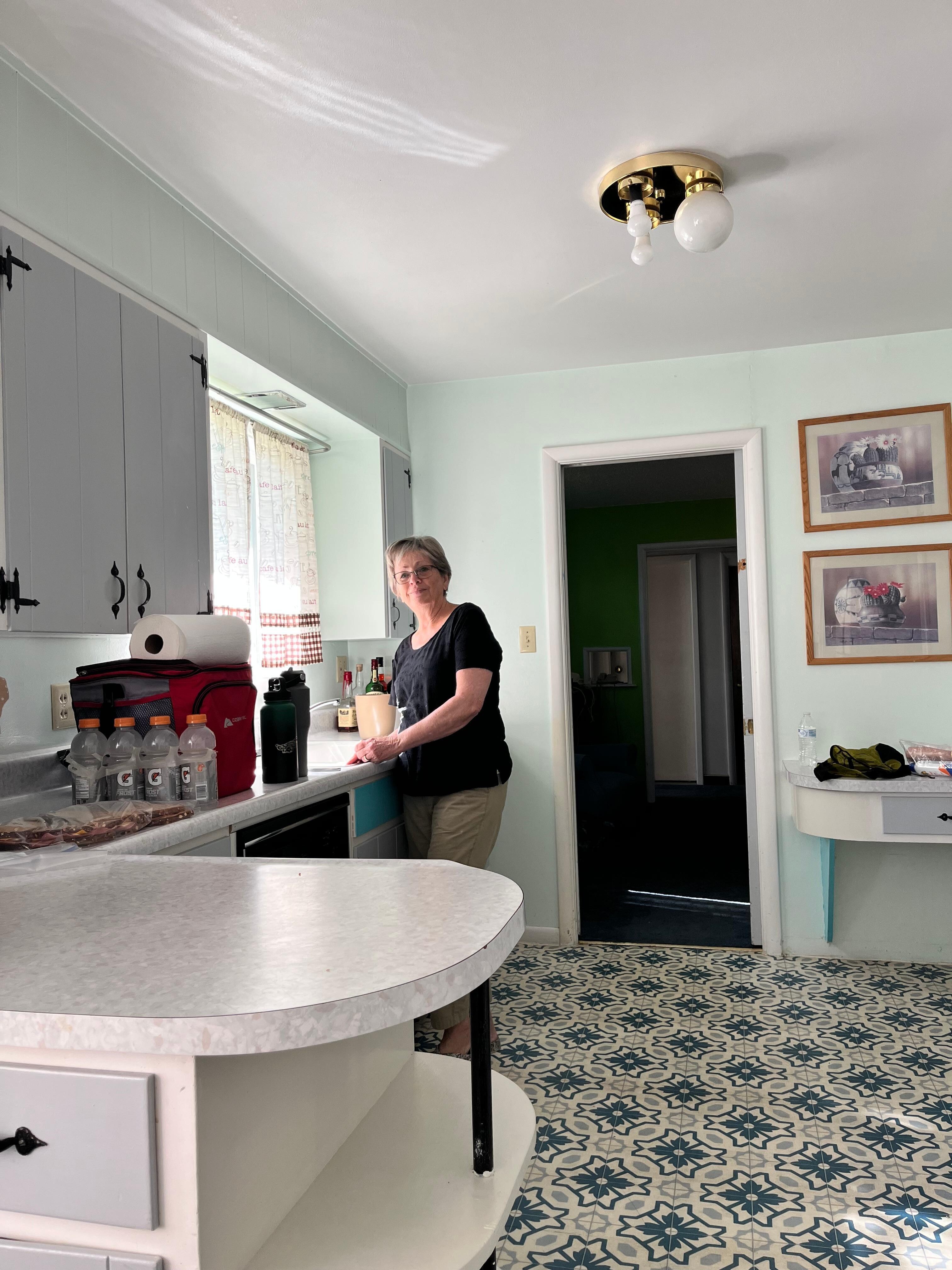 My mom in the full kitchen which was super nice! We made dinner and breakfast. 