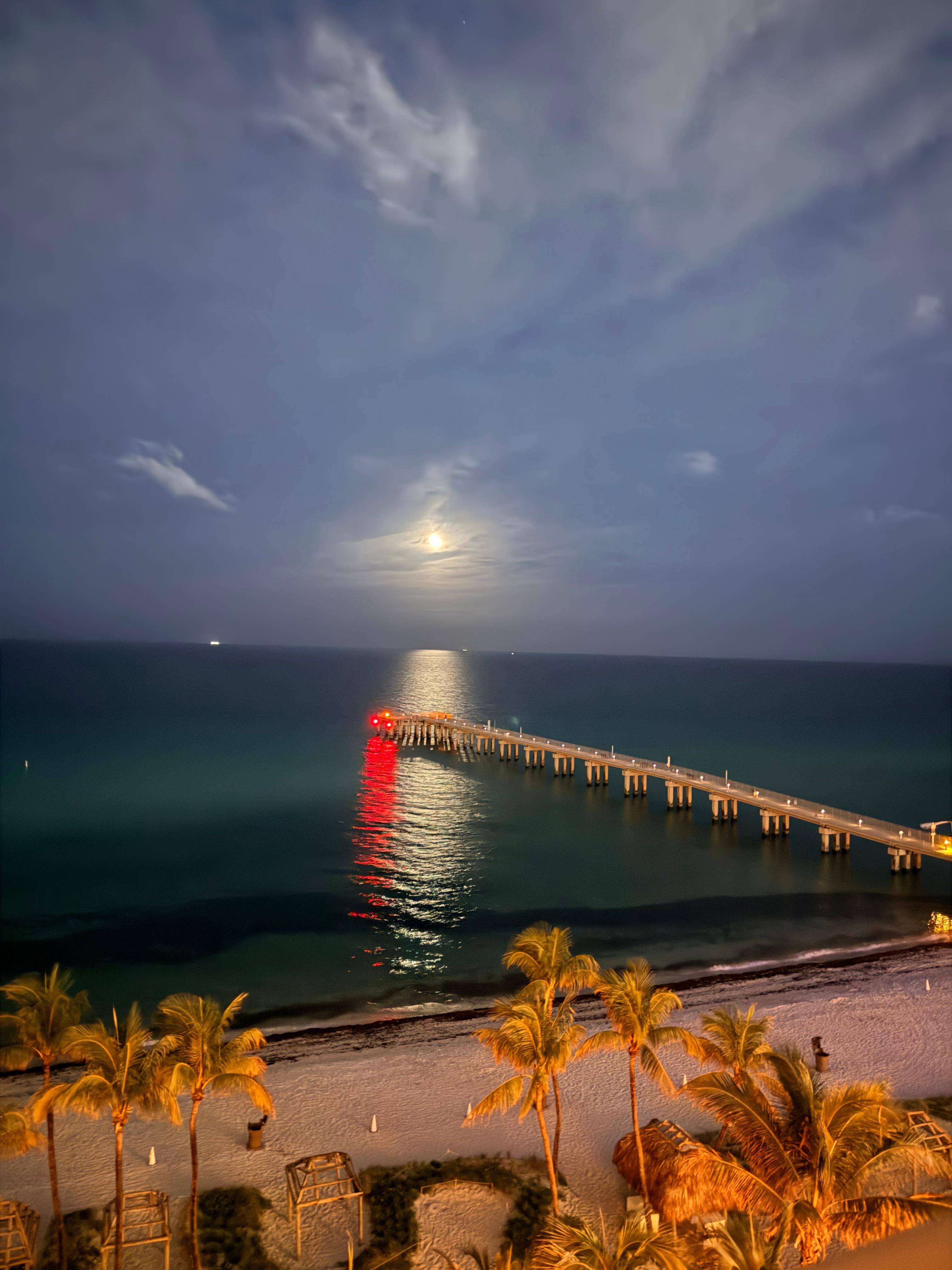 Ocean view at night from balcony 