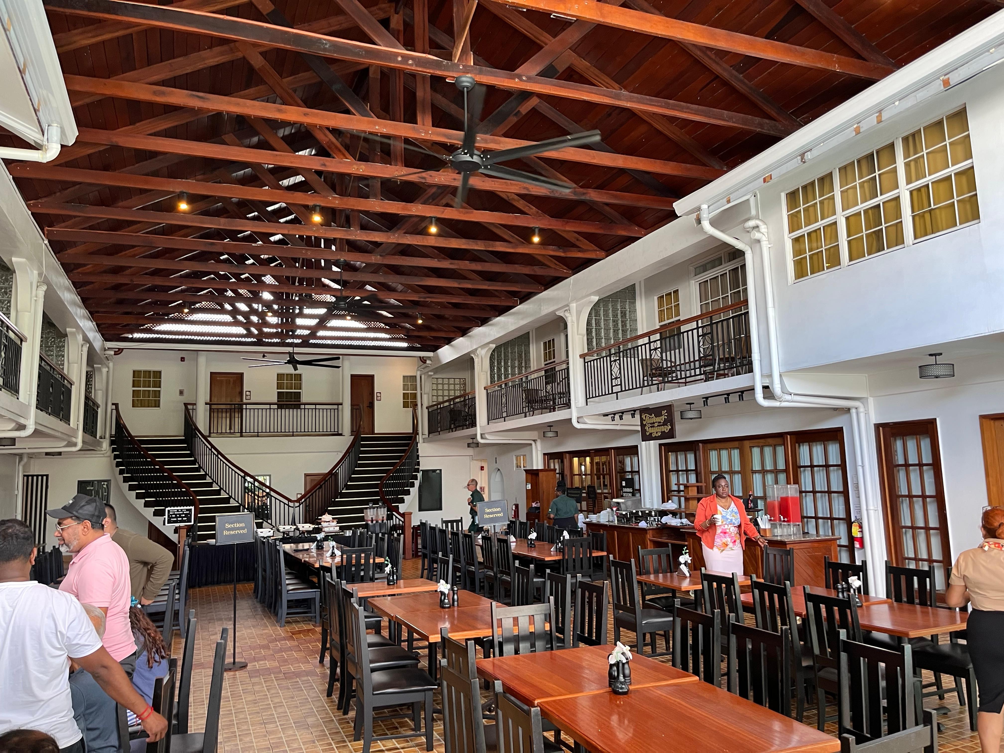 The balconies above the restaurant