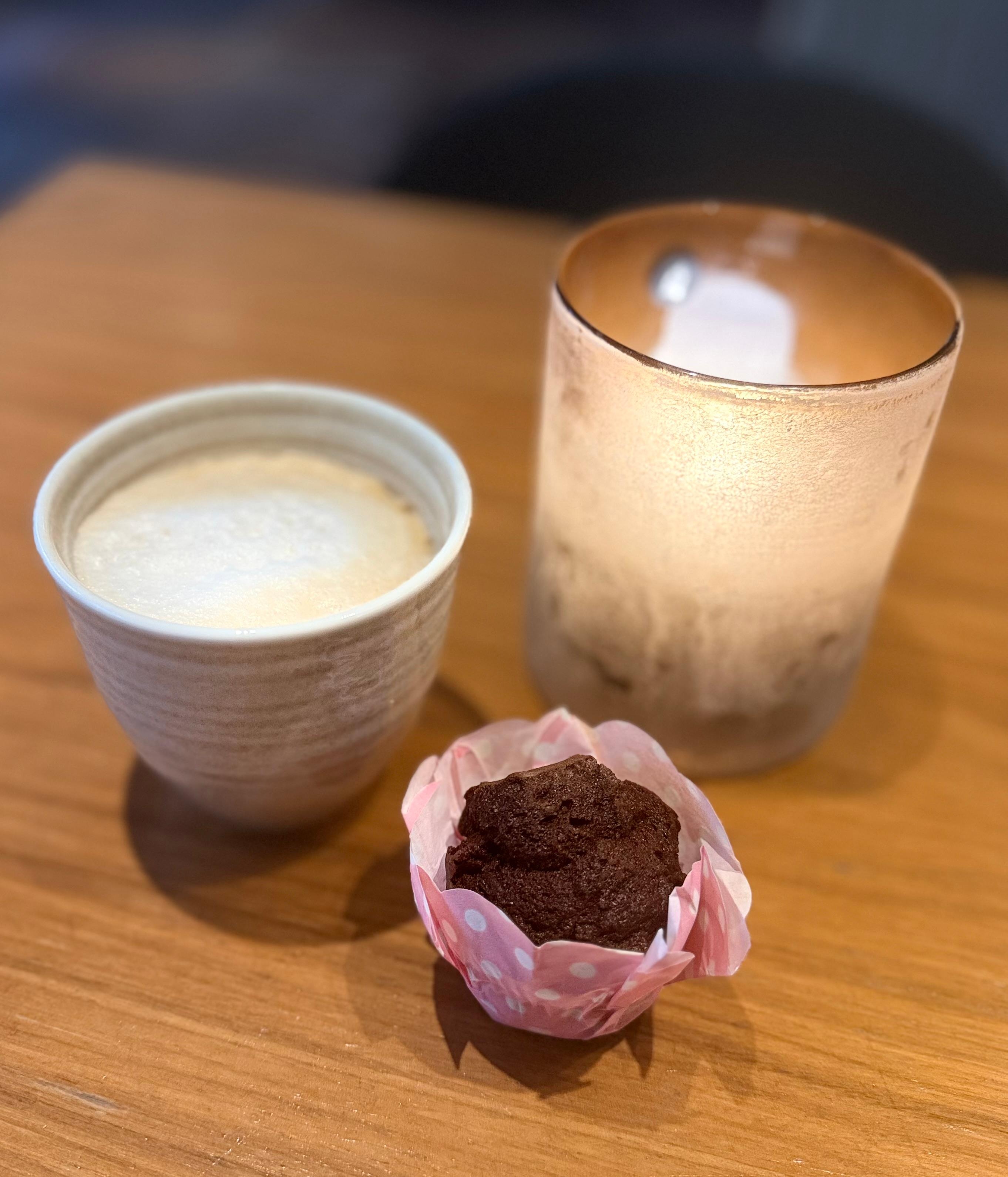 Smarrig glutenfri chokladmuffins & dito kaffe latte🤩