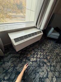 Heater was soaking the carpet a foot and a half out from the unit
