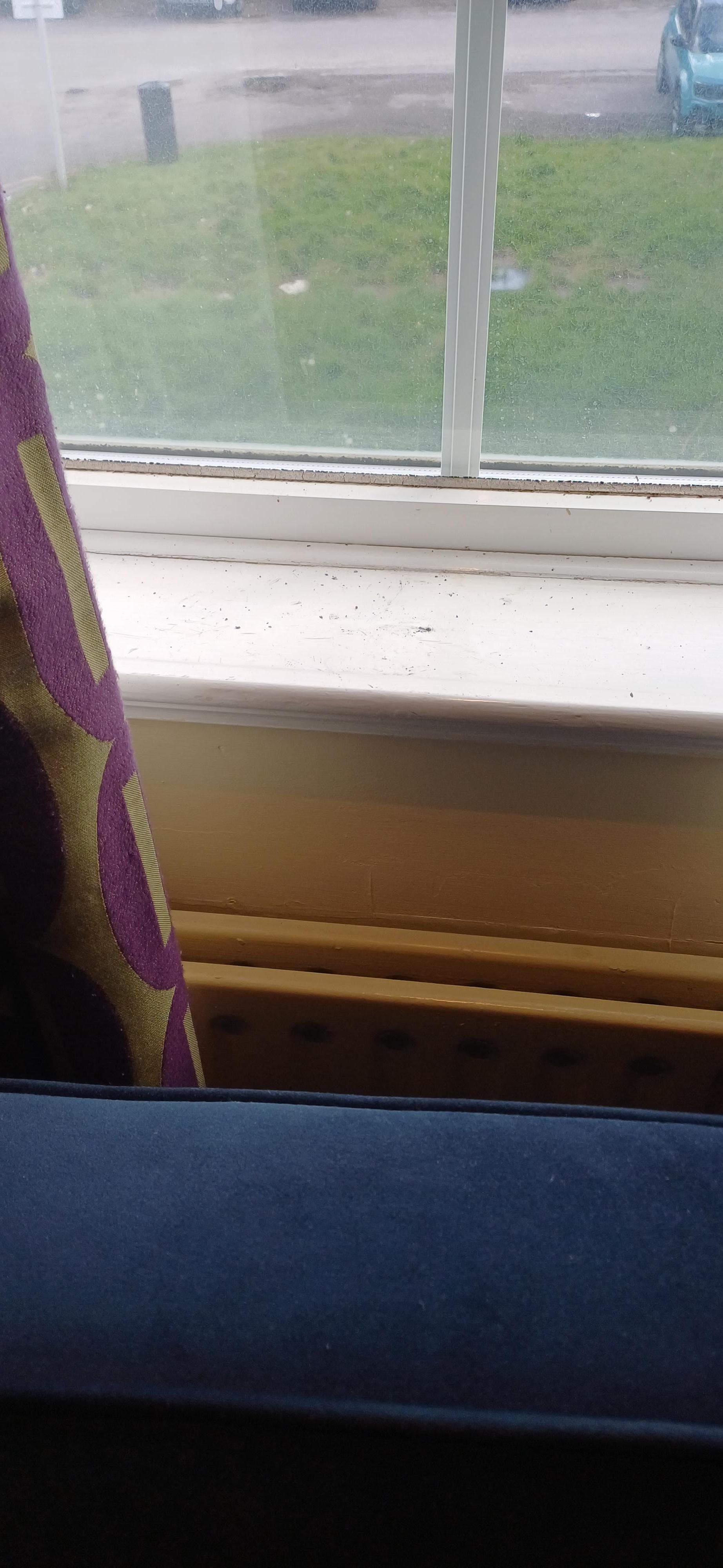Windows would not close and dirt sitting on cill.
