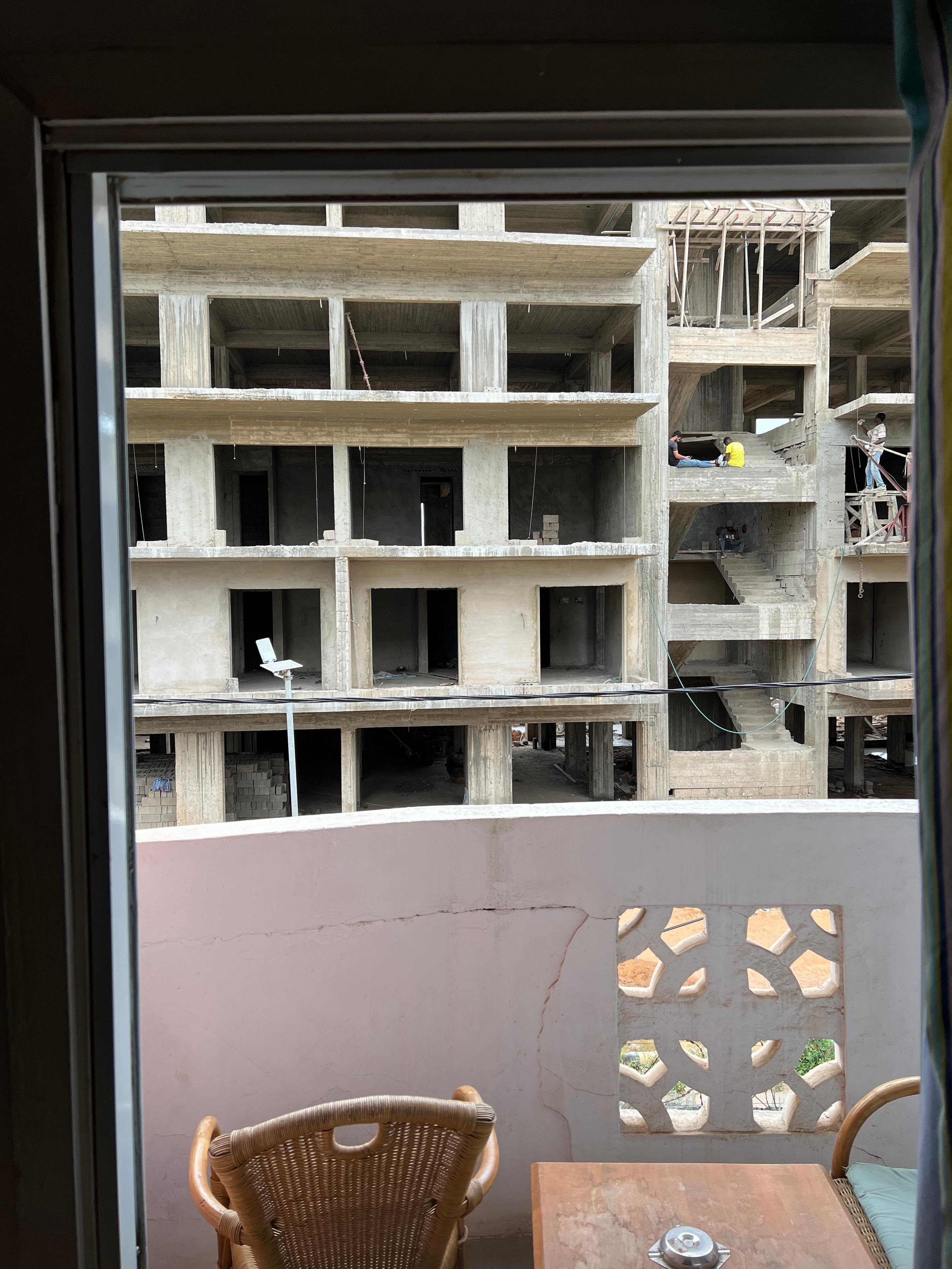 Building construction view from balcony