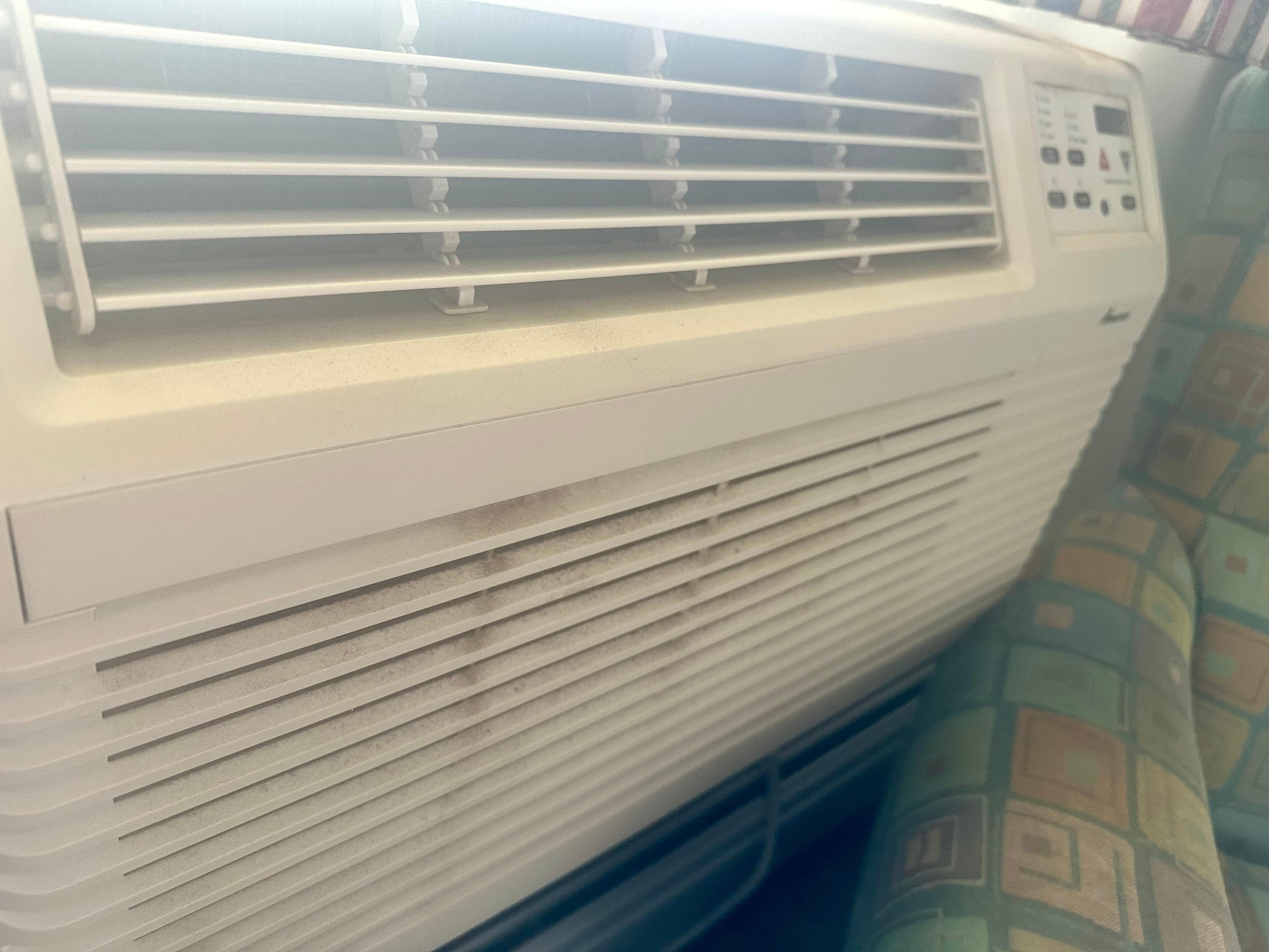 Heat/Ac unit covered in dirt 