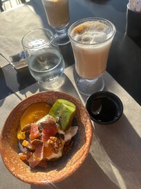 Breakfast, waiters come up for you to order any drink you like.