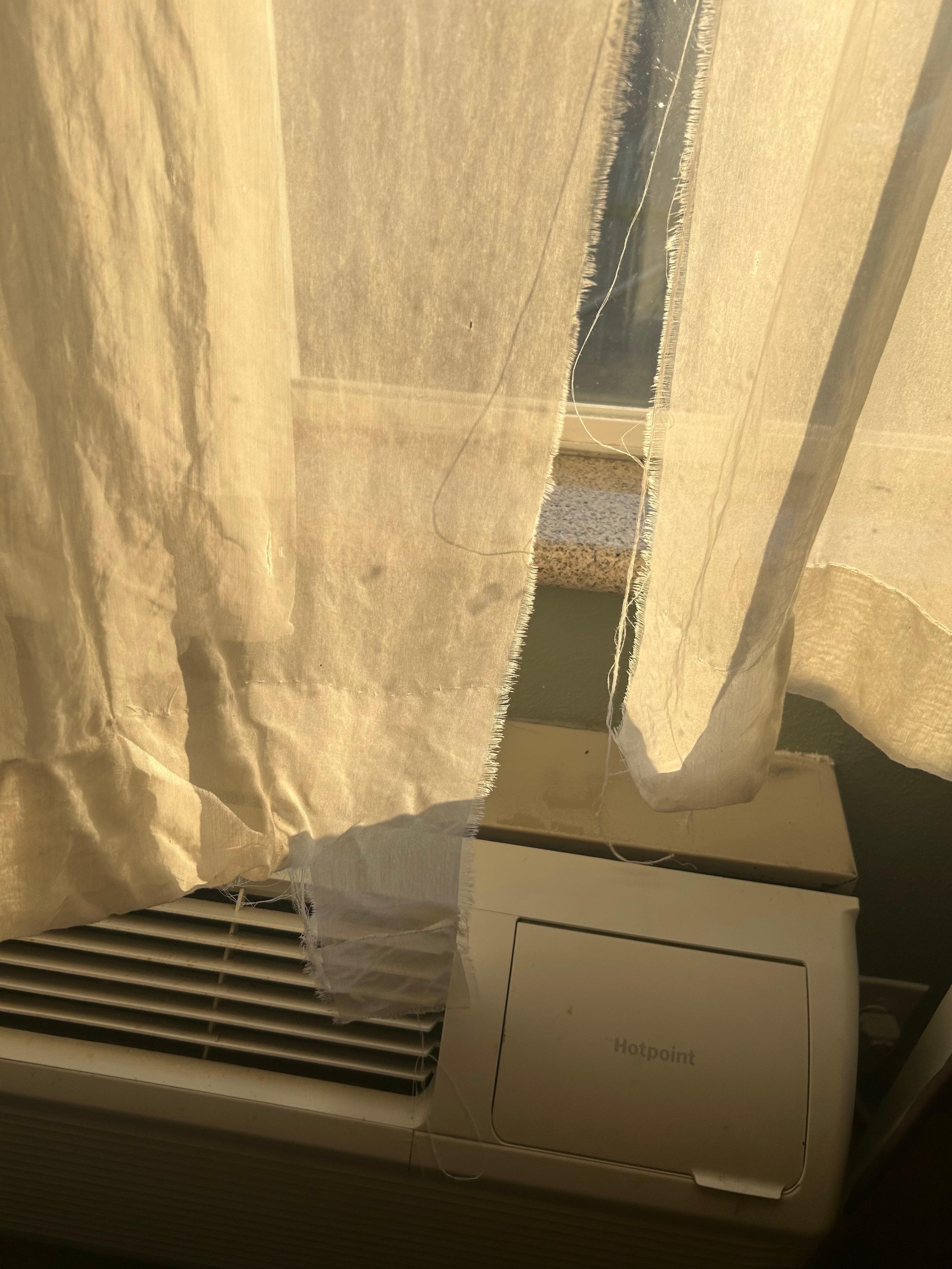 Split curtain old dry rotten