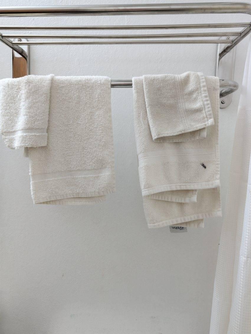 Towel display upon entrance. 