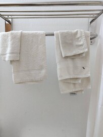 Towel display upon entrance.