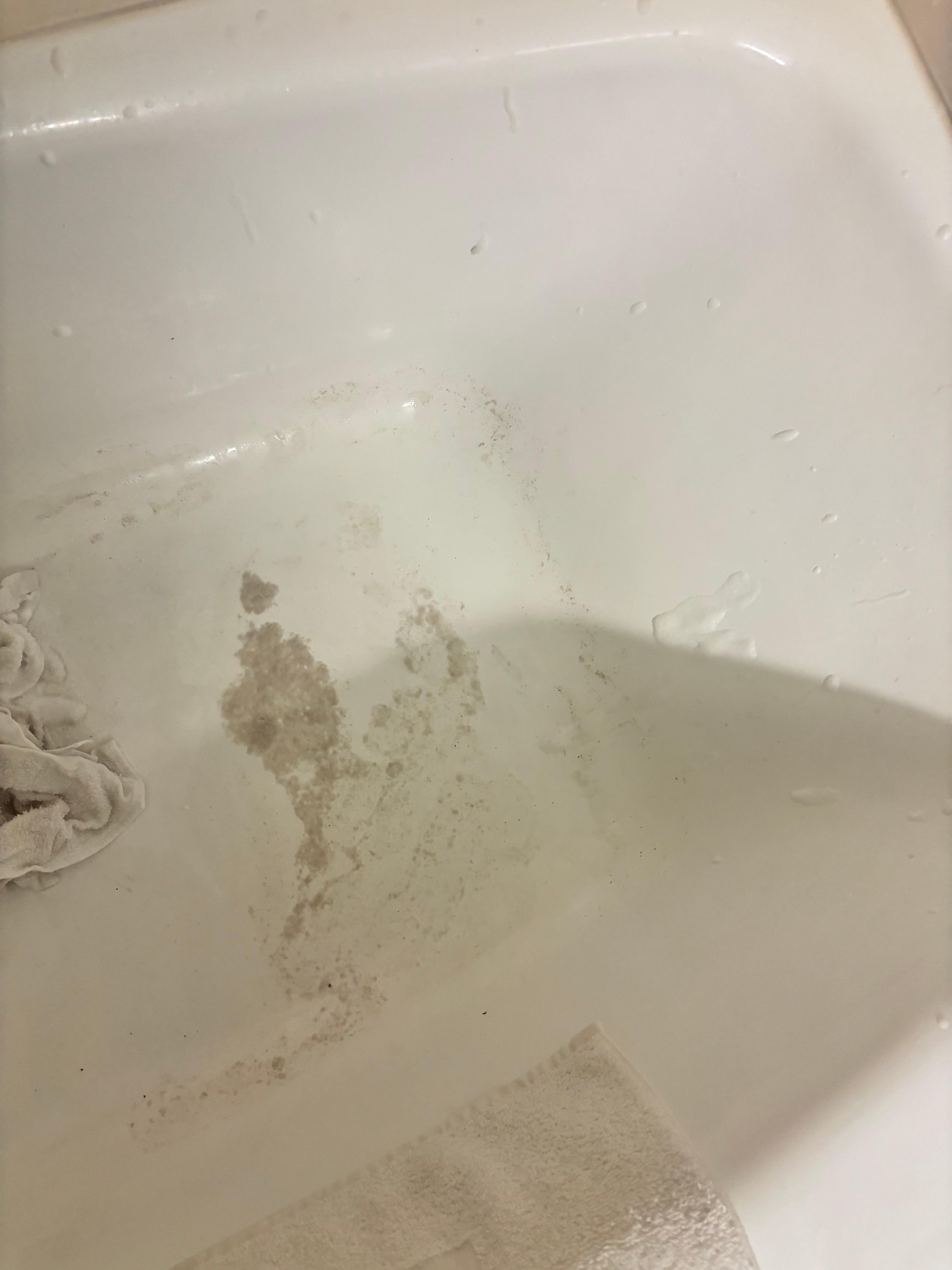 The tub drain backed up even we ran water for the shower. After stopping the water and letting the tub drain, this was left behind. 