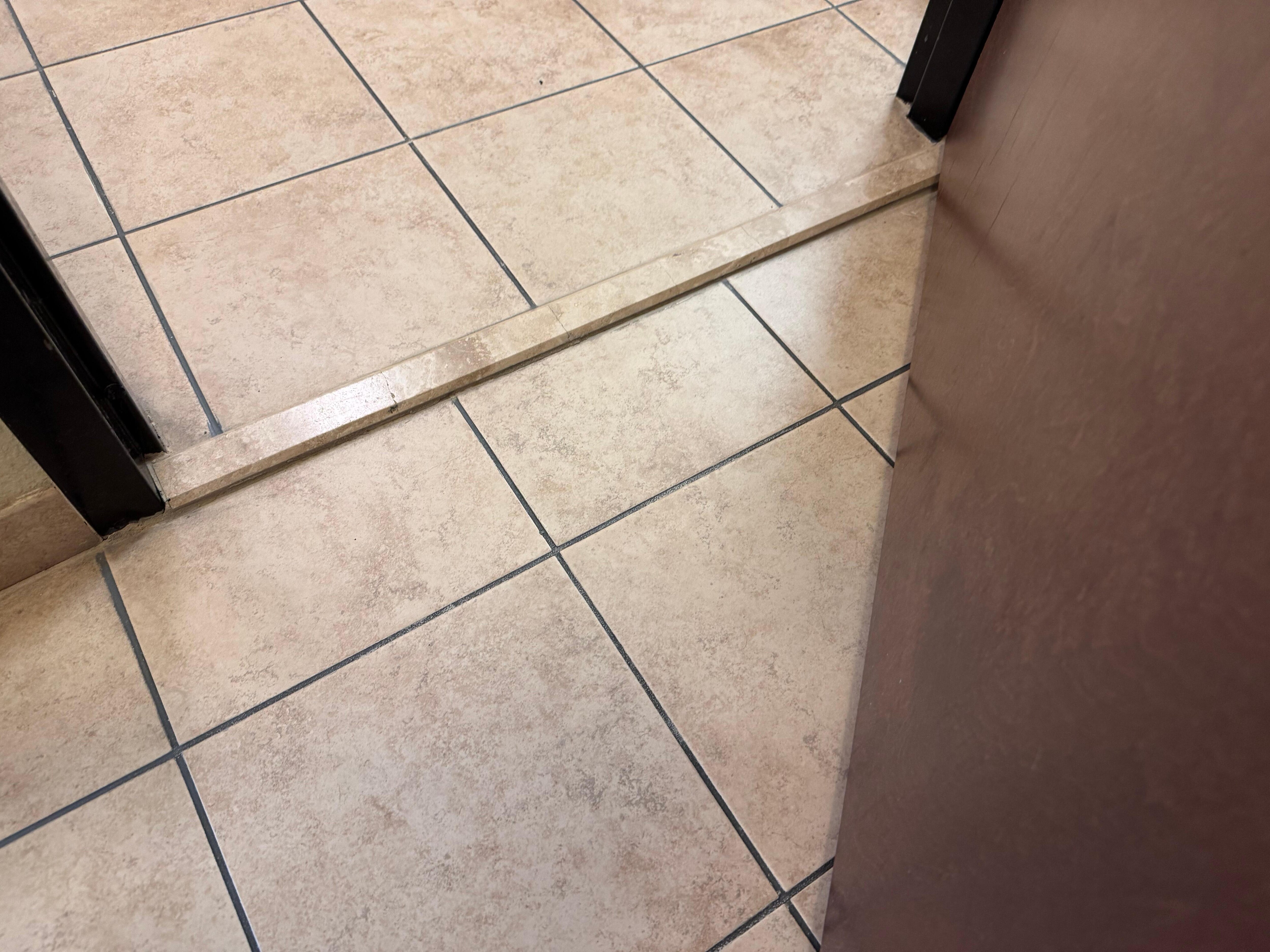 Strip in doorway too rough to roll over.