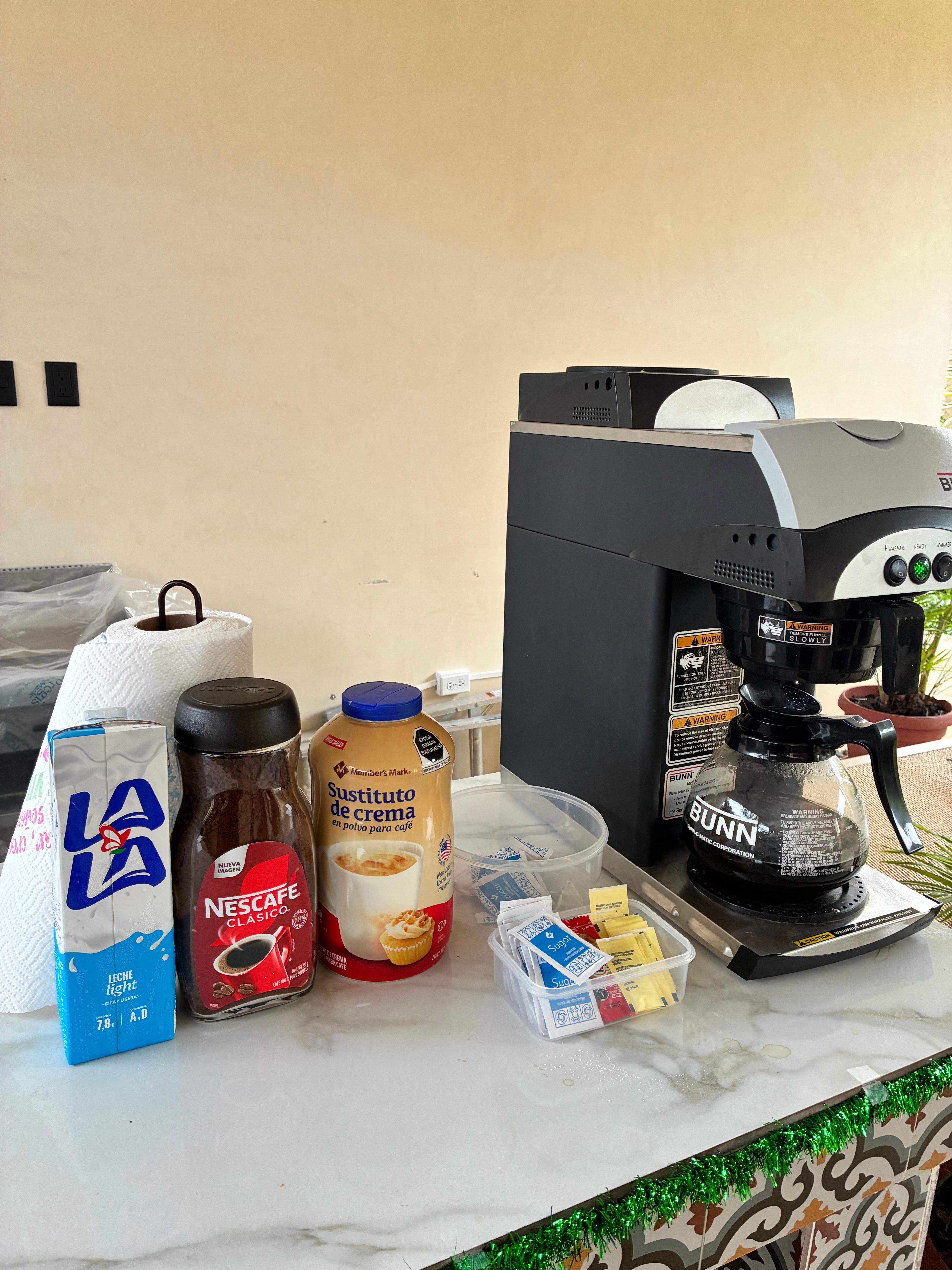 Basic coffee station on our last night